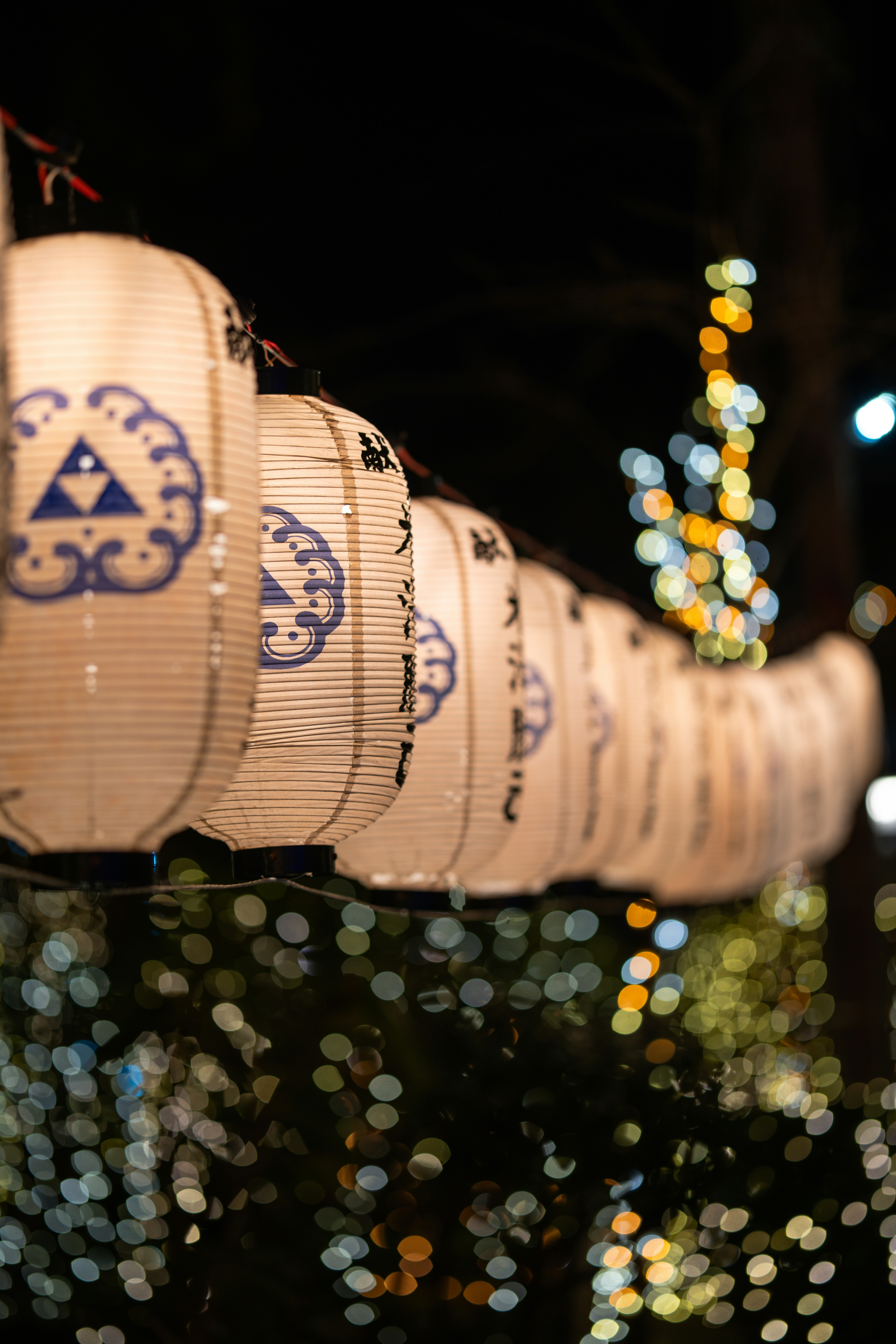 Lantern Line in Warm Night Glow