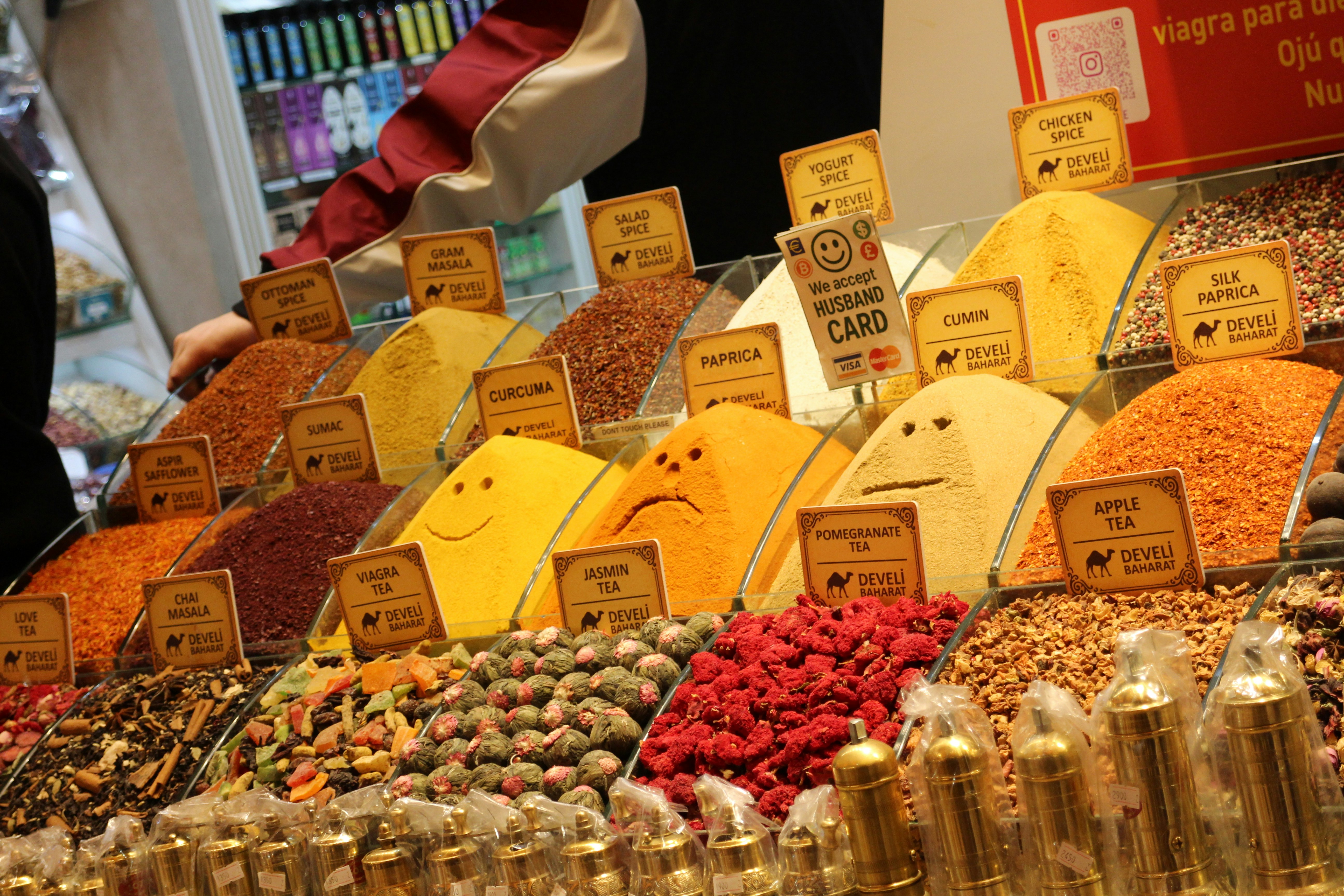 Colorful Spice Market: A Vibrant Array of Ground Nuts and Powders