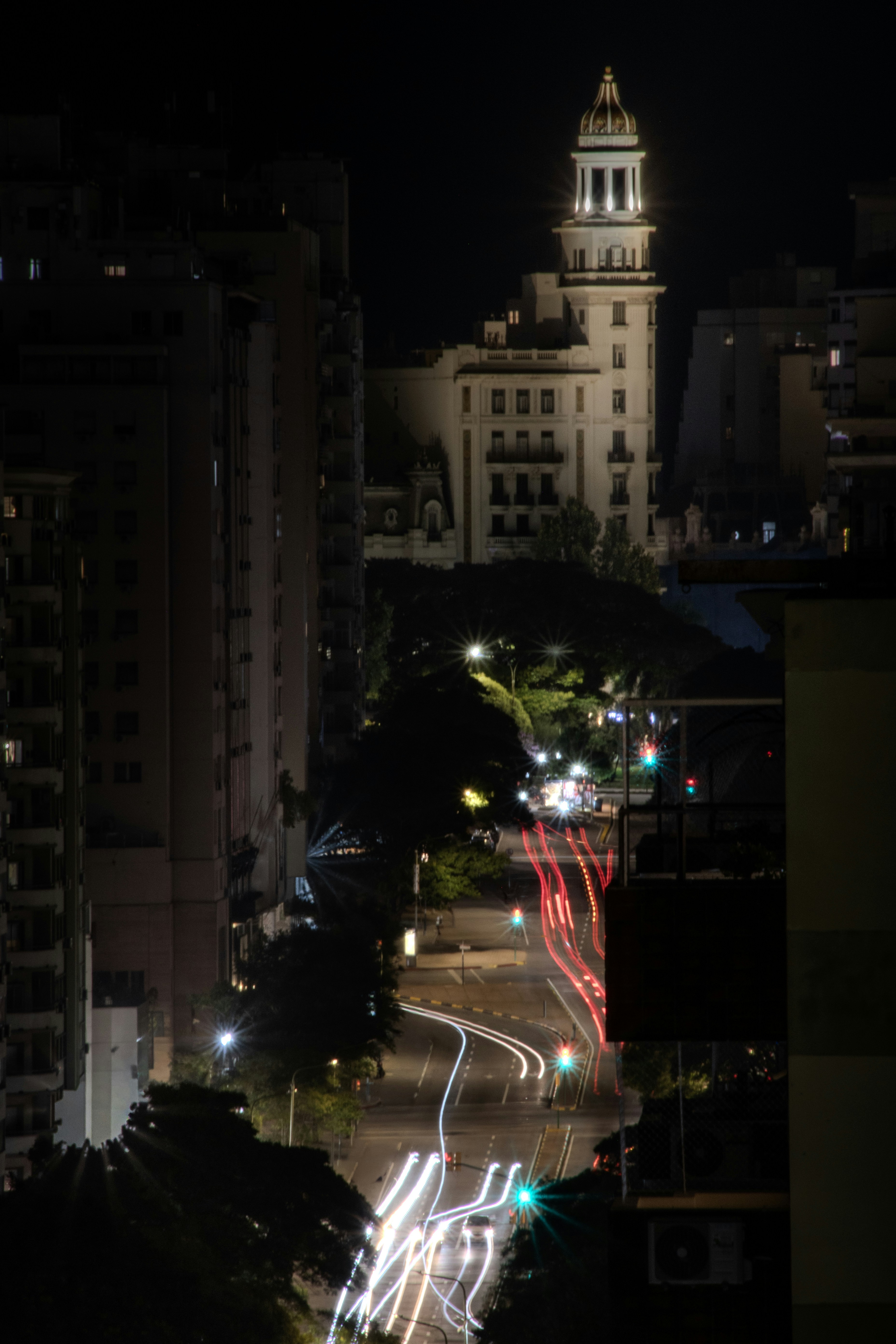 Night Prospect: A Clocktower Piercing the Cityscape