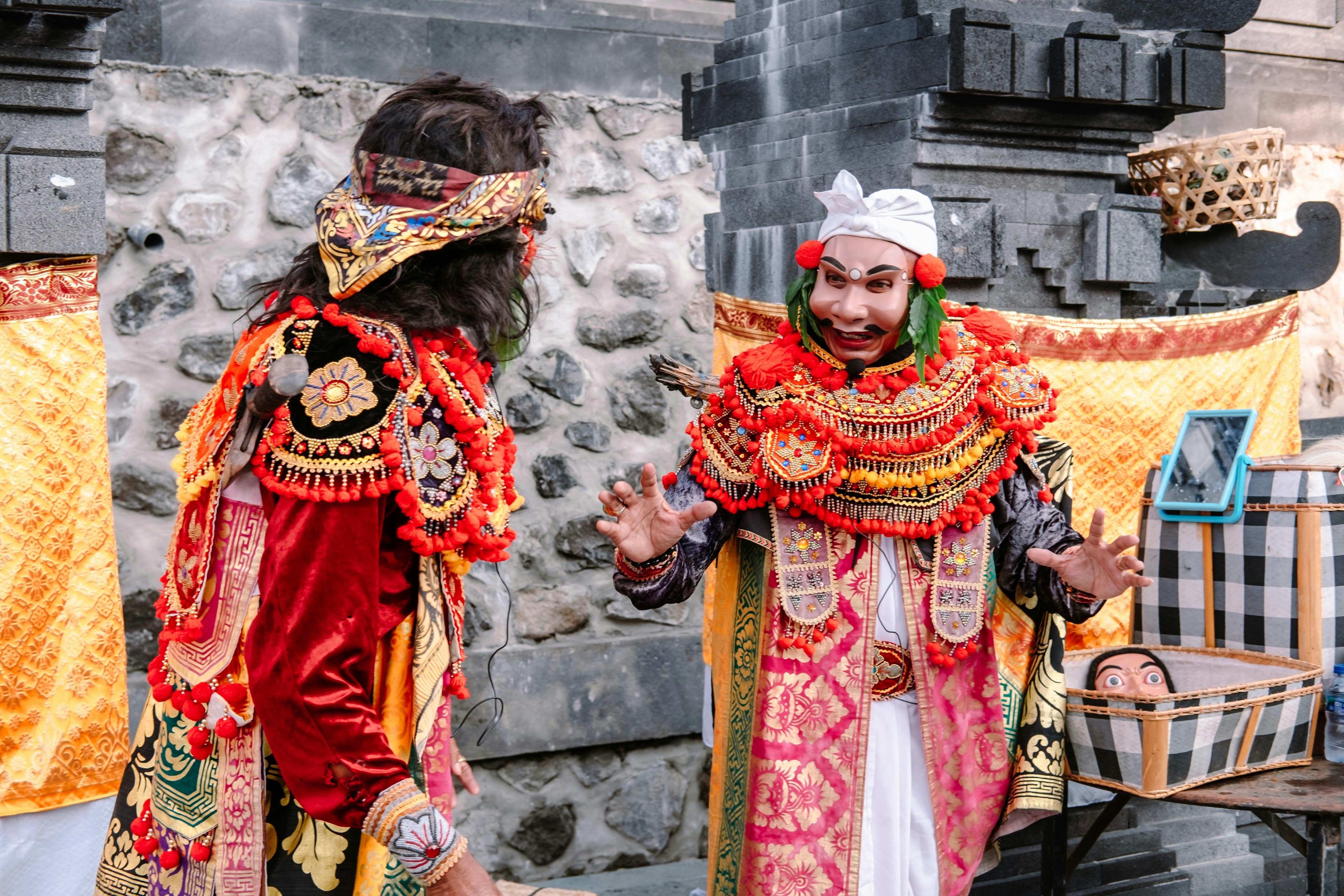 Colorful Masks in a Street-performance Moment