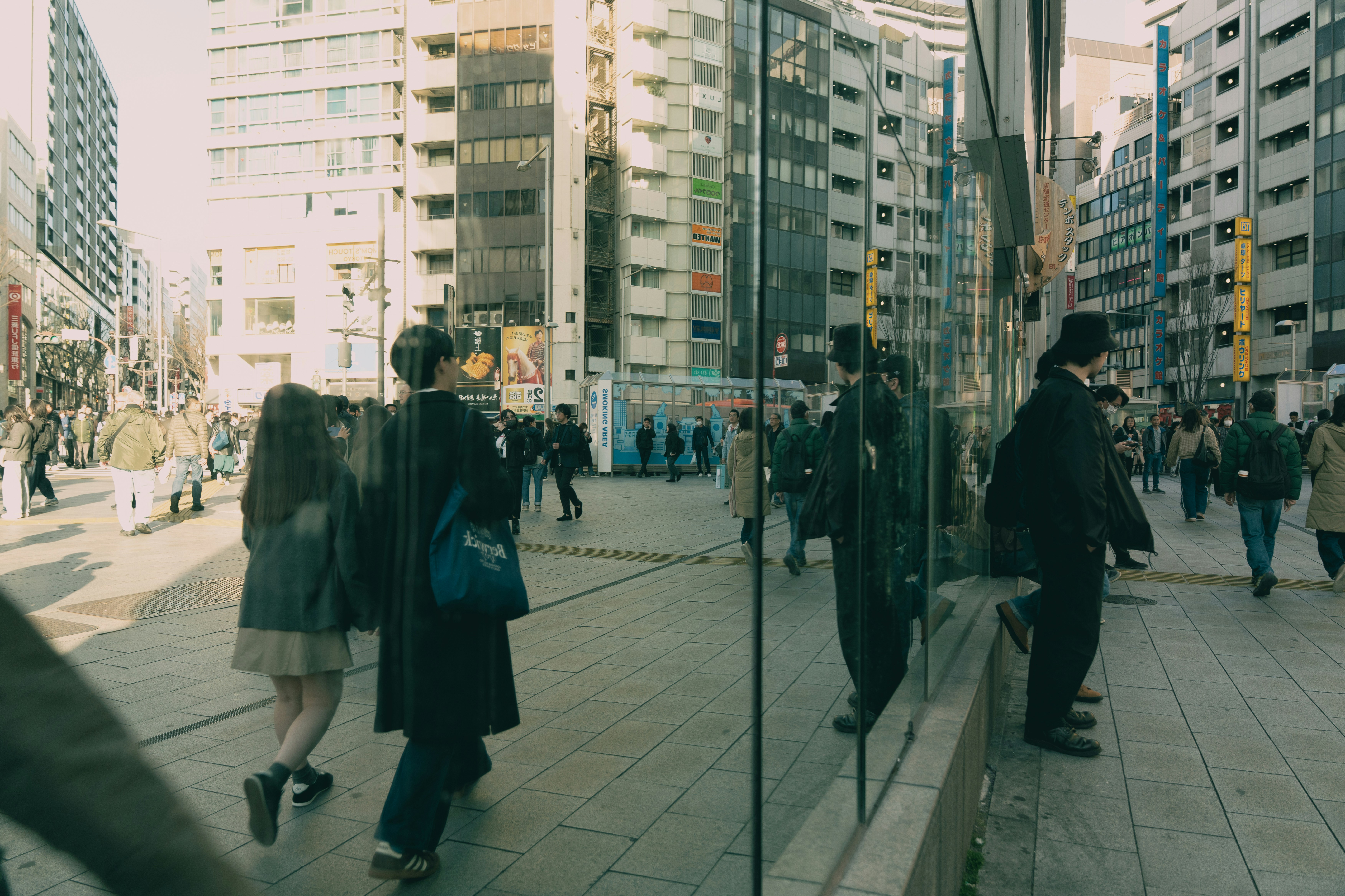 Glass Facade, Street Pulse: A Moment Amid City Echoes