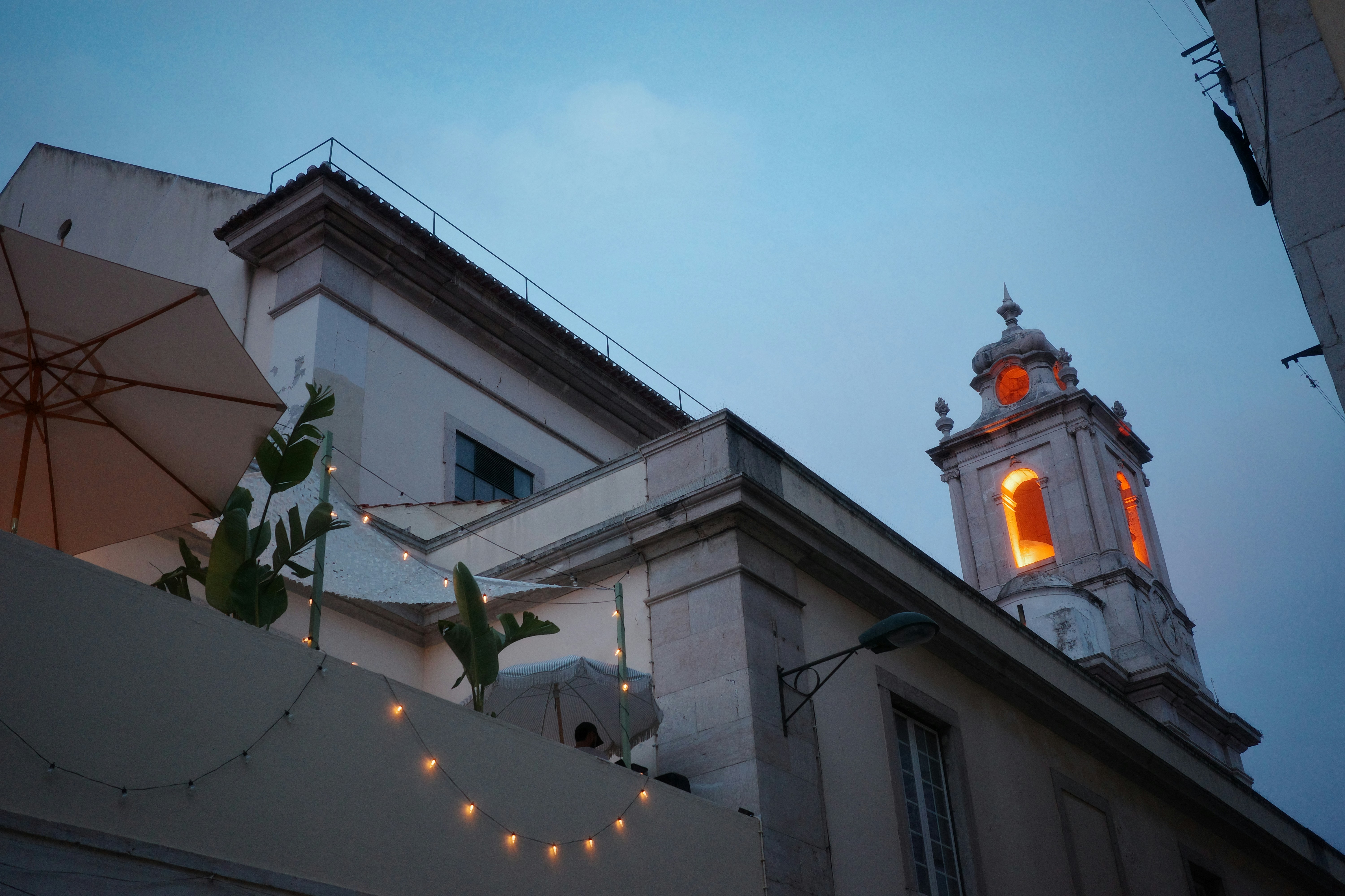 Twilight Terrace: Oasis of Lights Under a Civic Clocktower