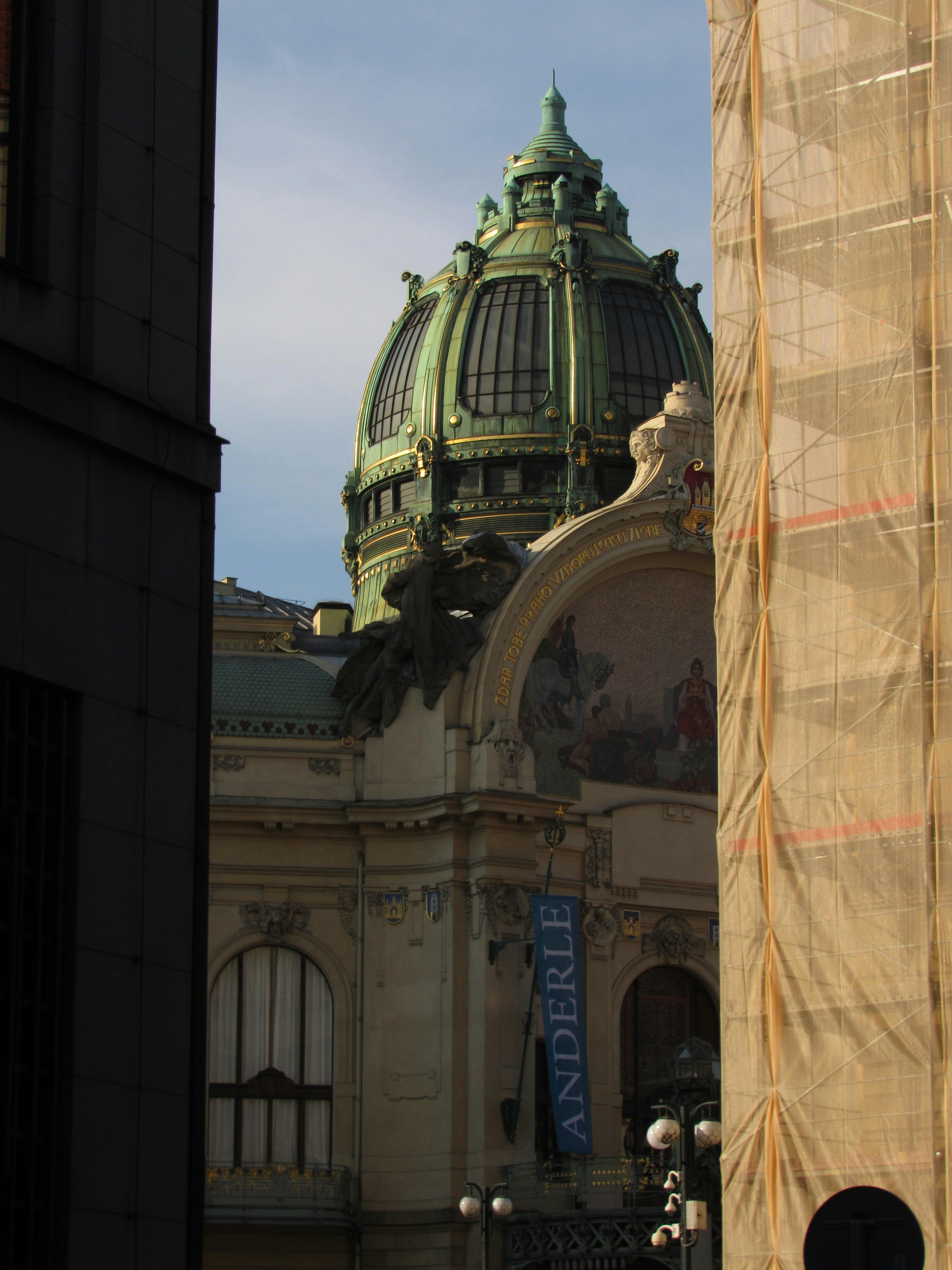 Green Dome Between Shadowed Edges