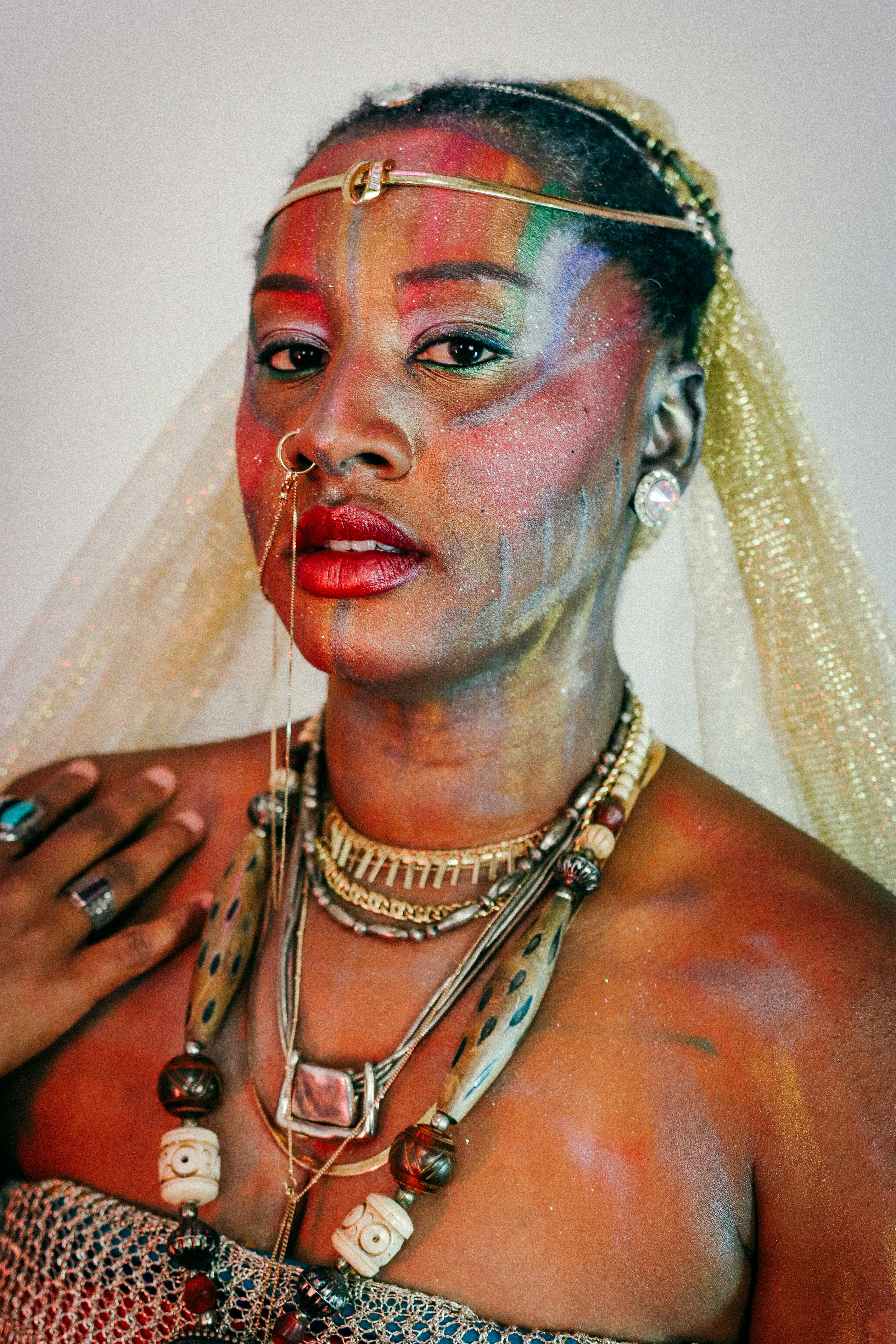 Colorful Reverie: Portrait of a Bohemian Queen