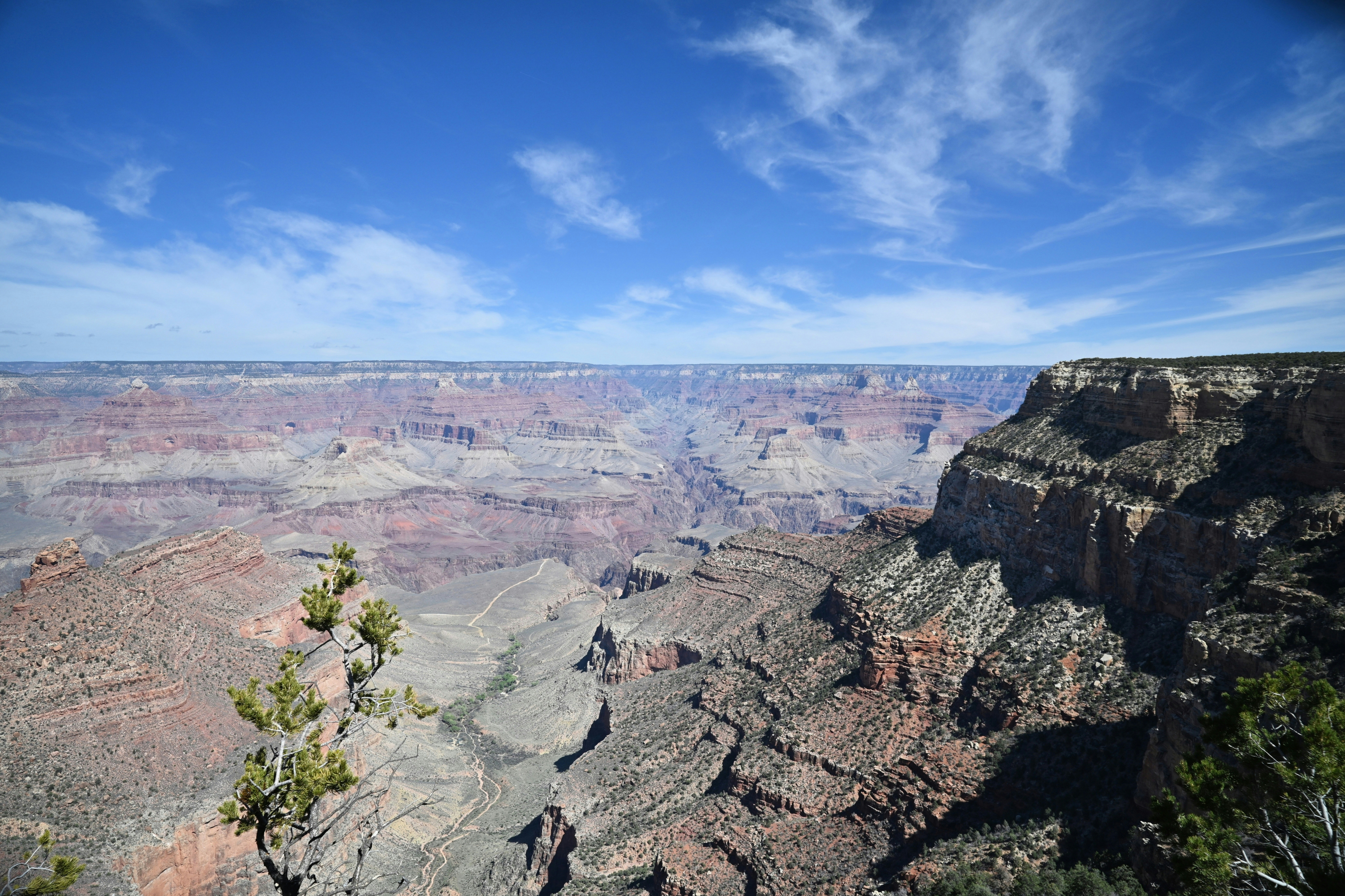 Edge of the Grand Canyon: Sunlit Layers and Weathered Cliffs