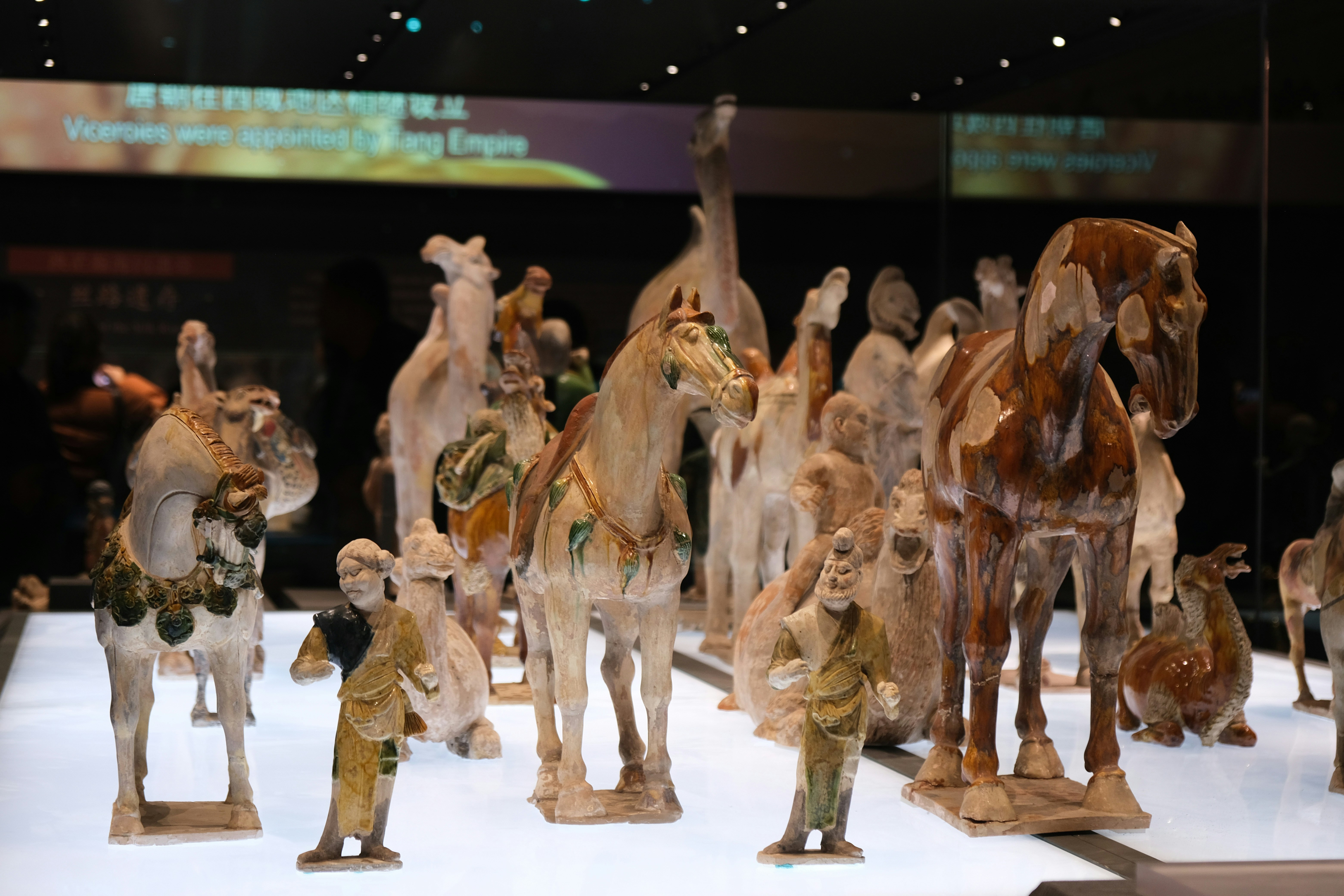 Ceremonial Caravan: Clay Camel Sculptures in a Museum Display