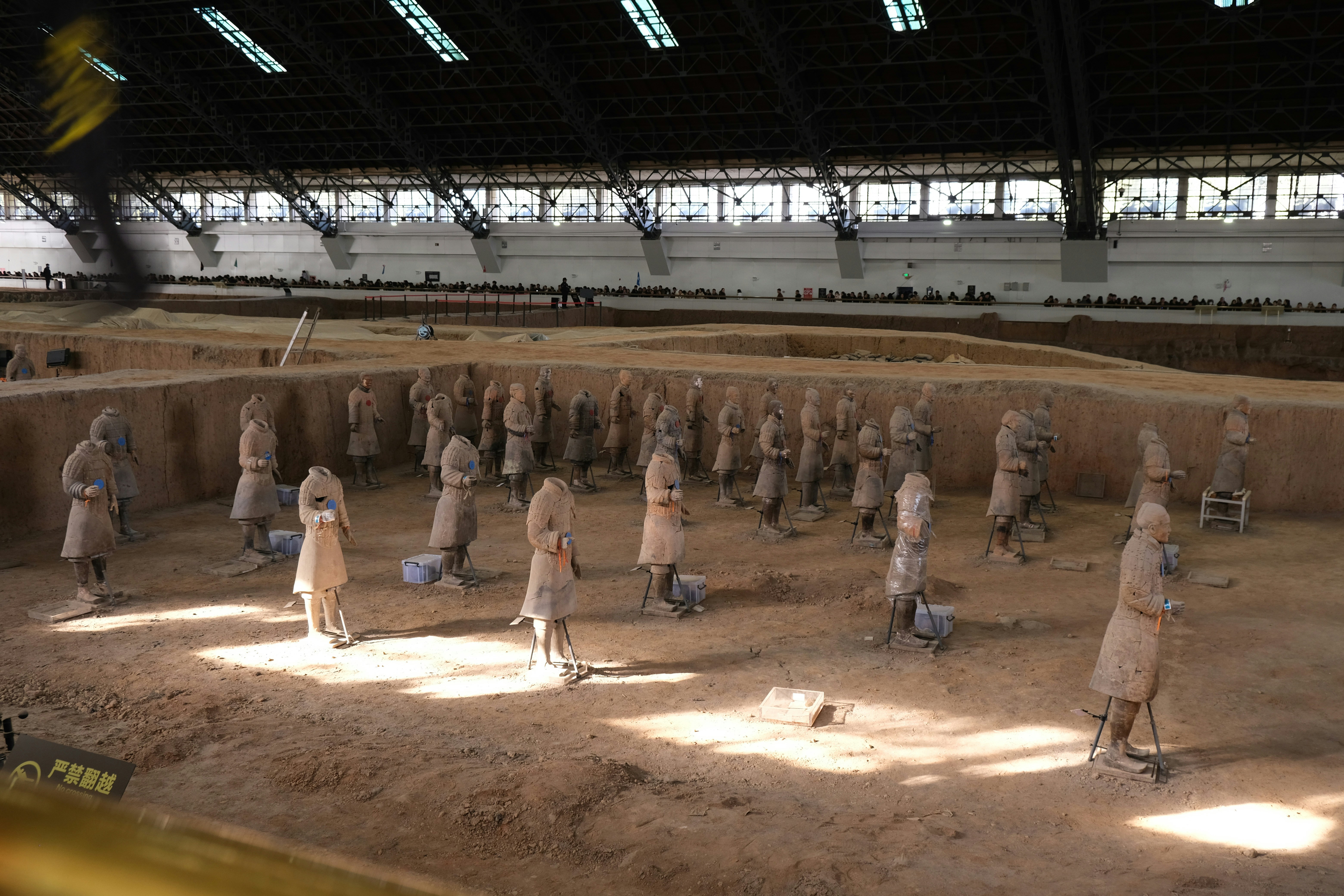 Rows of Foot-Soldier Figures in an Archaeological Pit