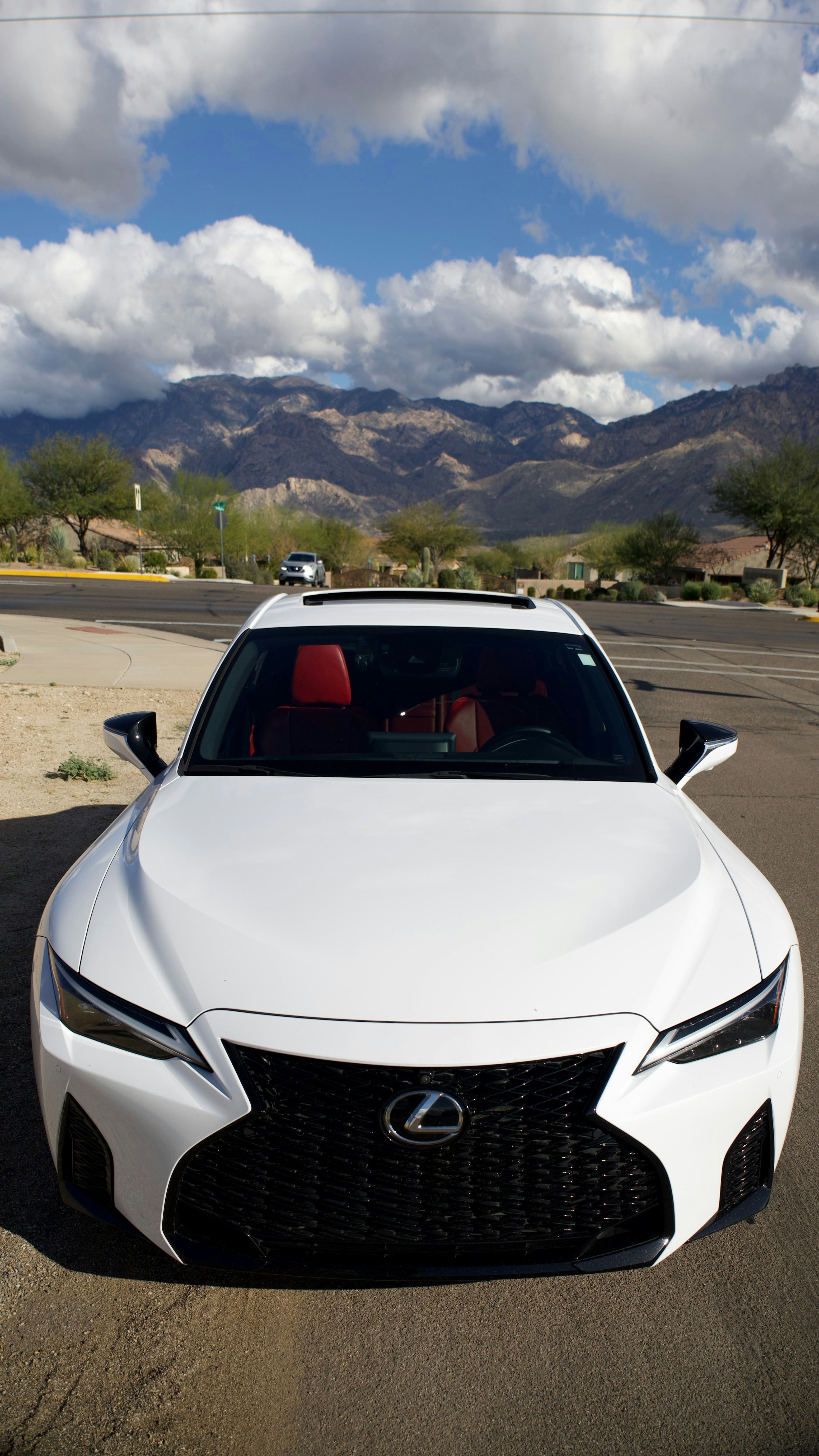 Front-and-Center Lexus Prelude: White Luxury with Desert Mountains