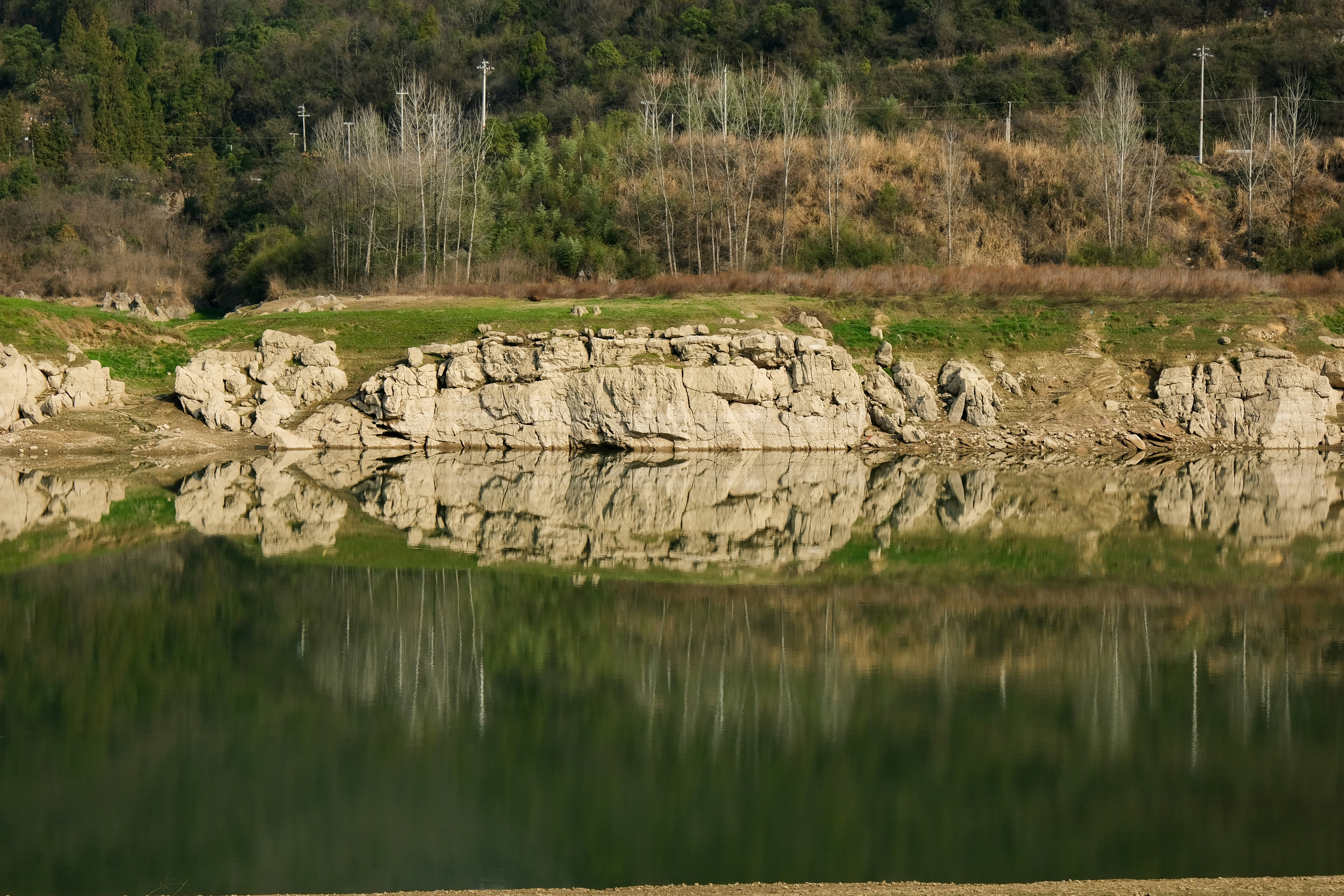 Ridge Reflections at the Quiet Shore