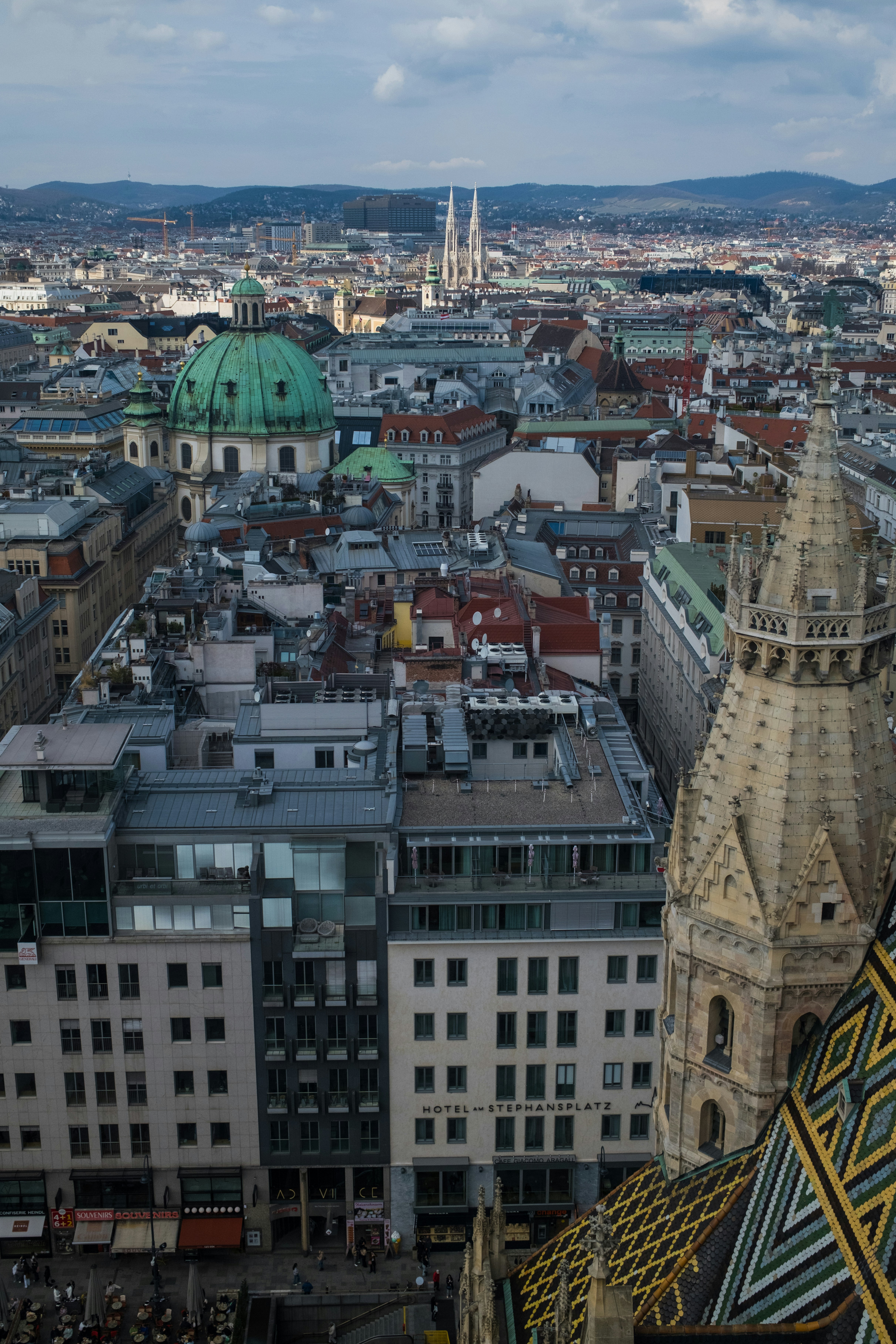 Cityscape Reverie: The Cathedral Tiled Rooftops of Vienna