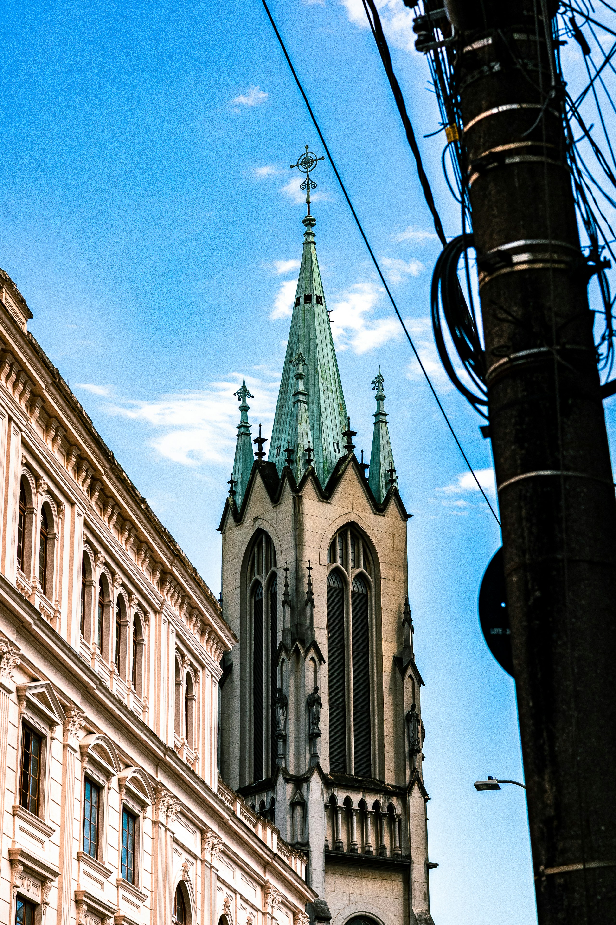 Cathedral Spire Splendor Framed by Urban Utility