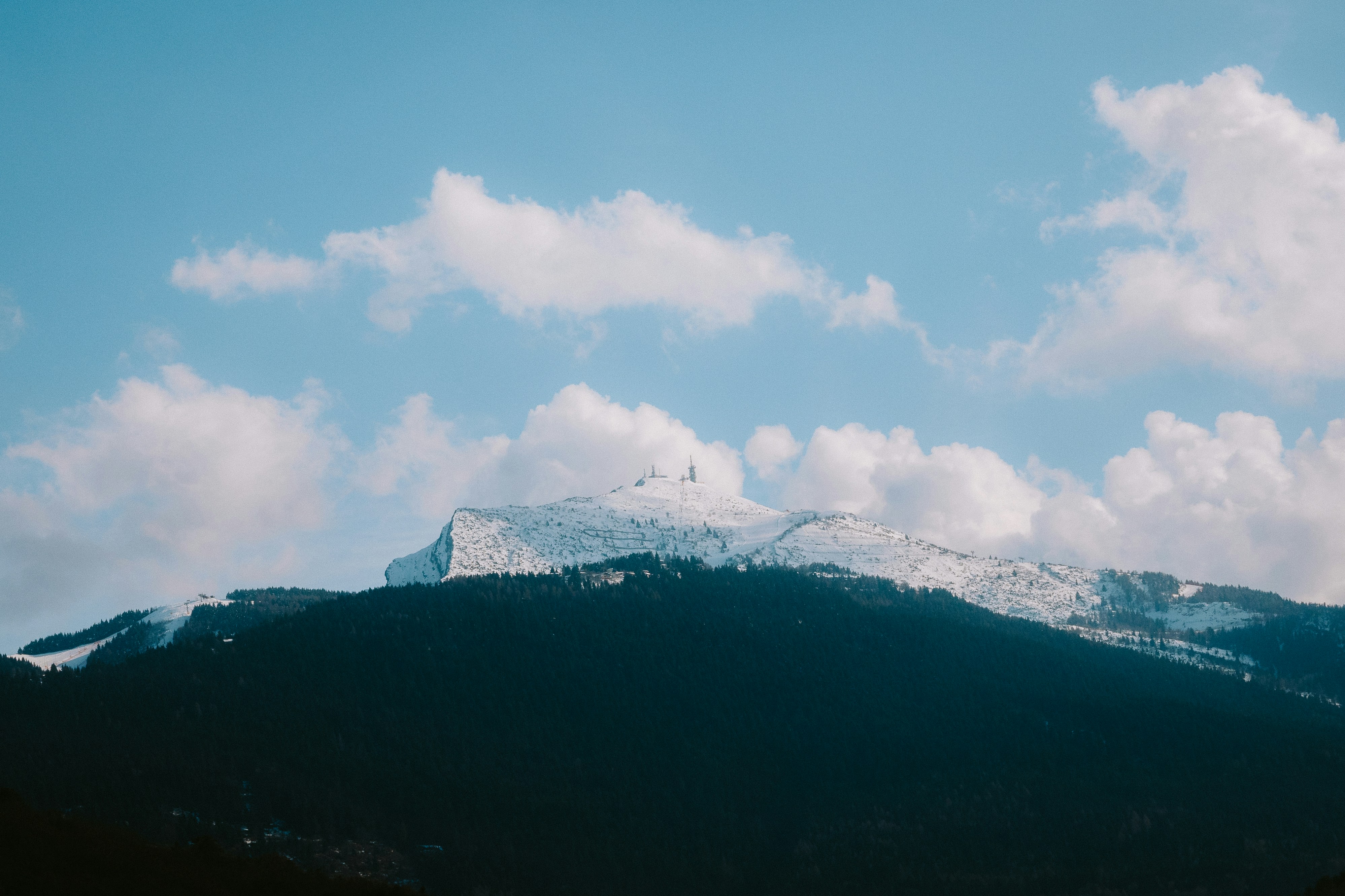 Snow-Capped Peak under a Cotton-Candy Sky