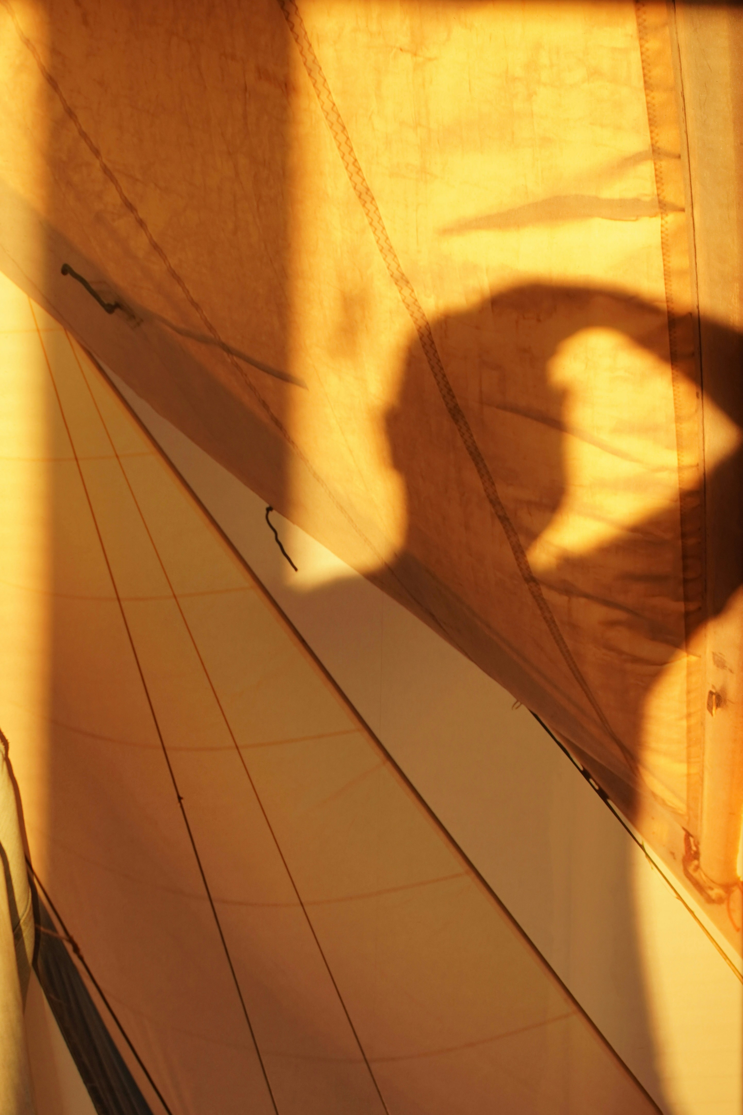 Shadowed Tent Interior in Warm Sunset Light