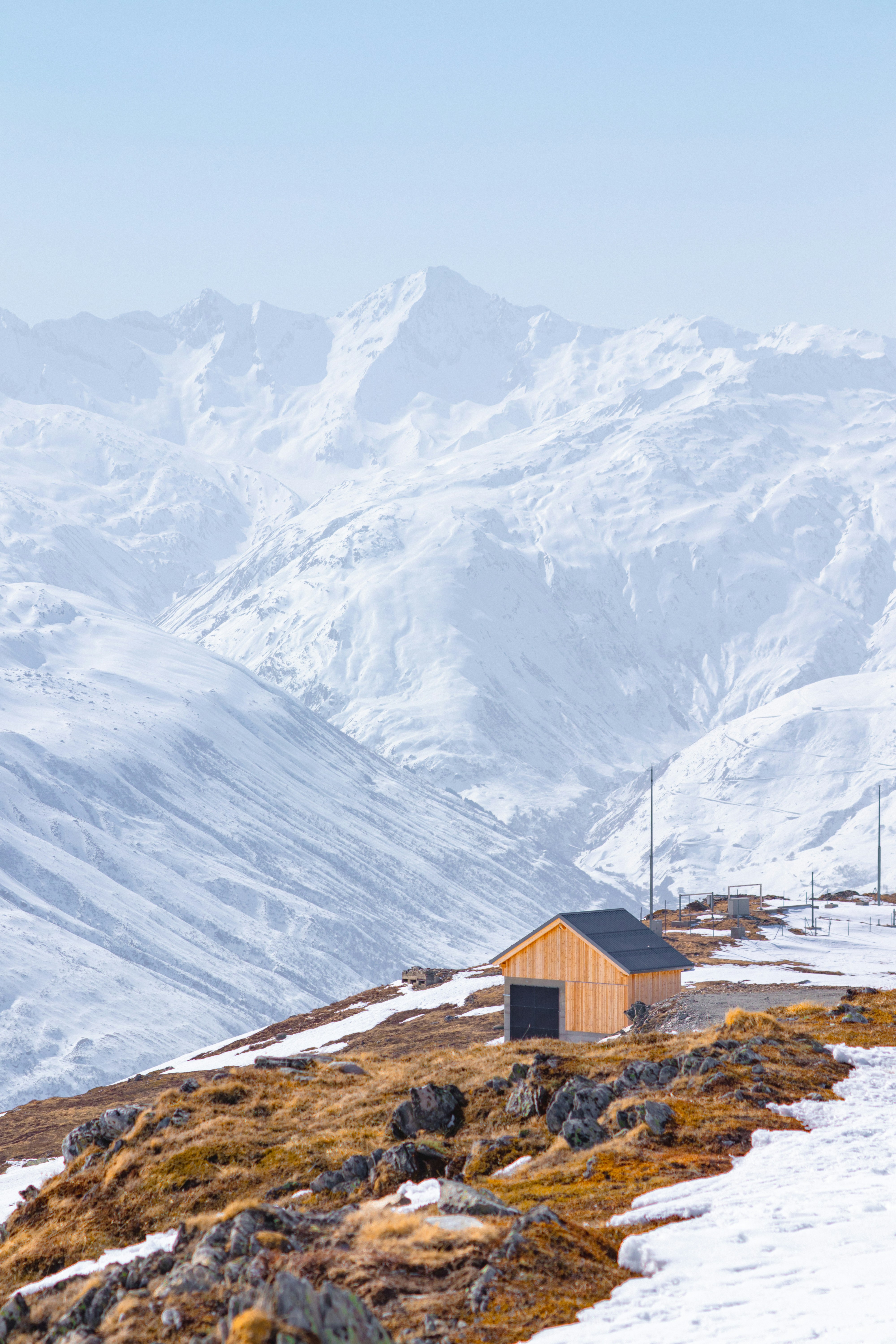 Lone Mountain Hut Above Frosted Ridge