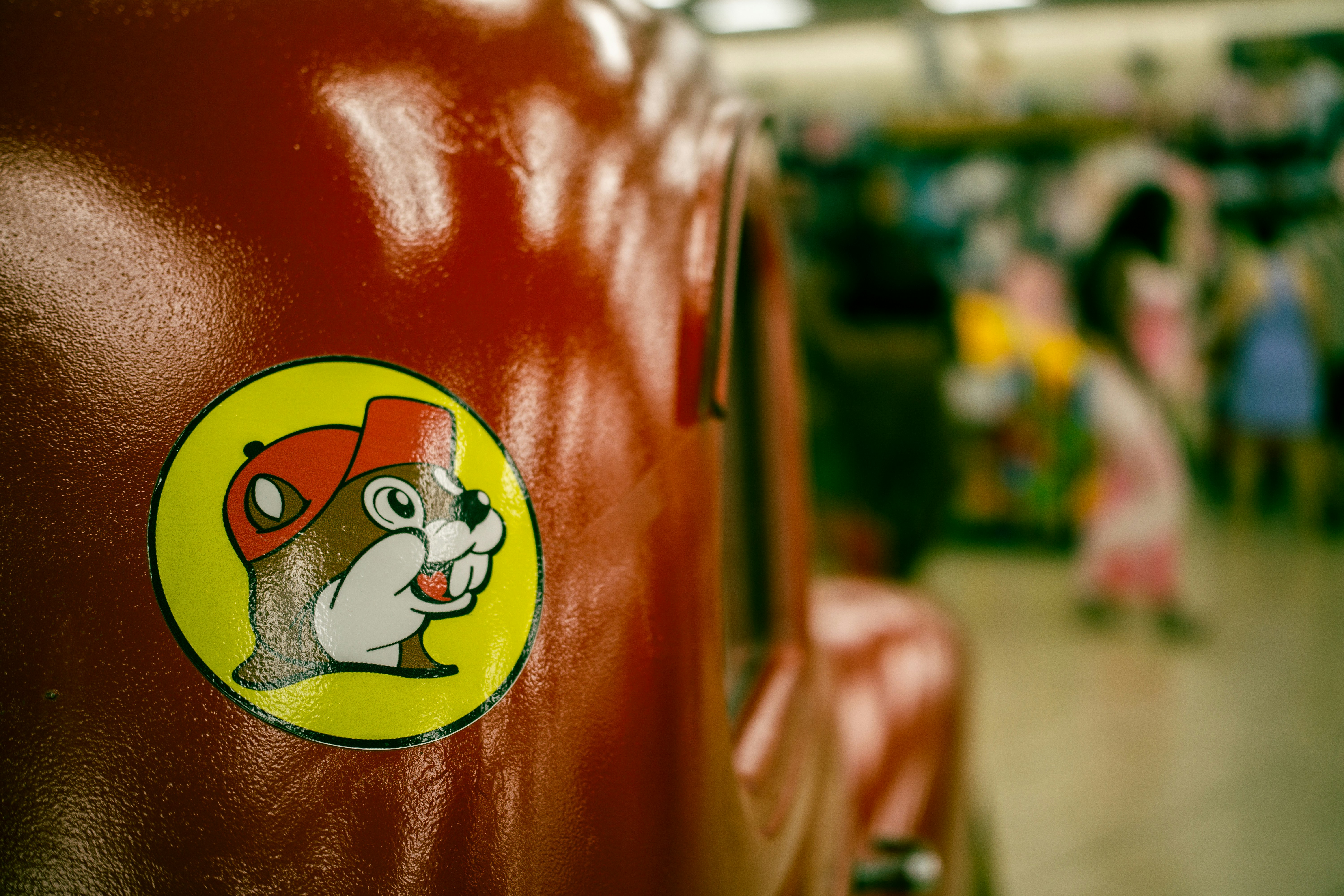Stickered Ride: A Curious Mouse Watches Guests