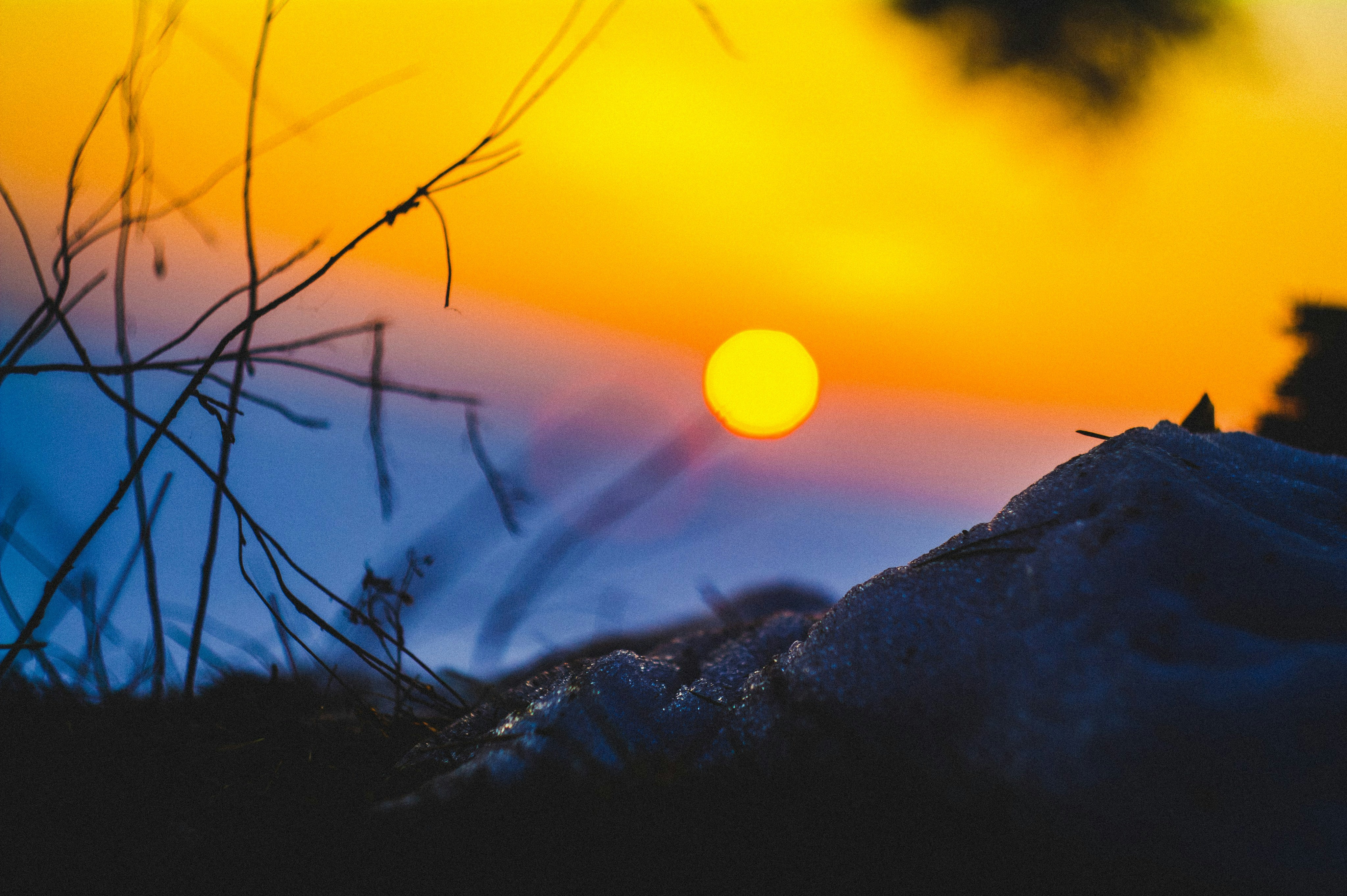 Sunlit Horizon Over Frosted Ground