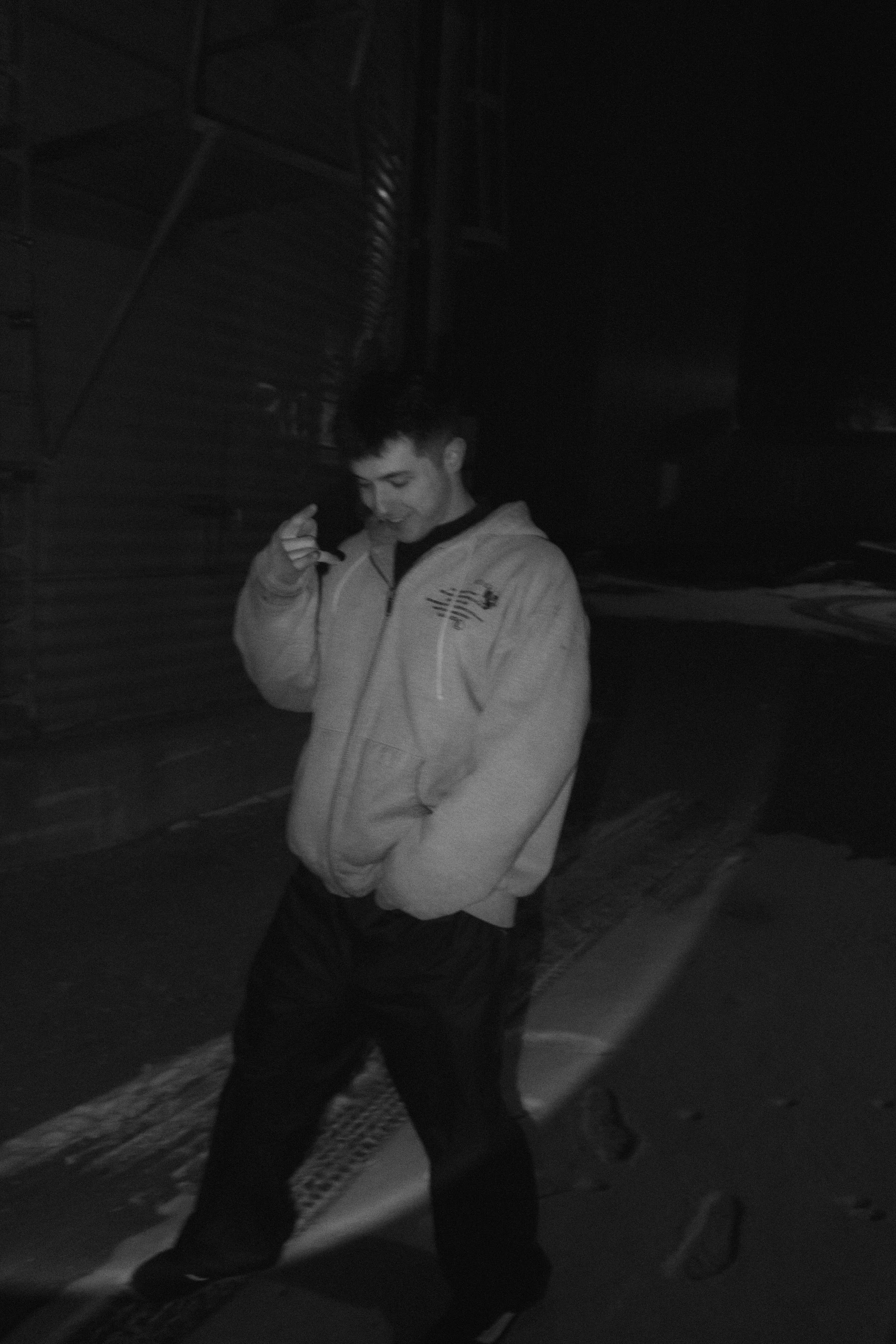 Midnight Grin: A Quiet Moment in Urban Snow