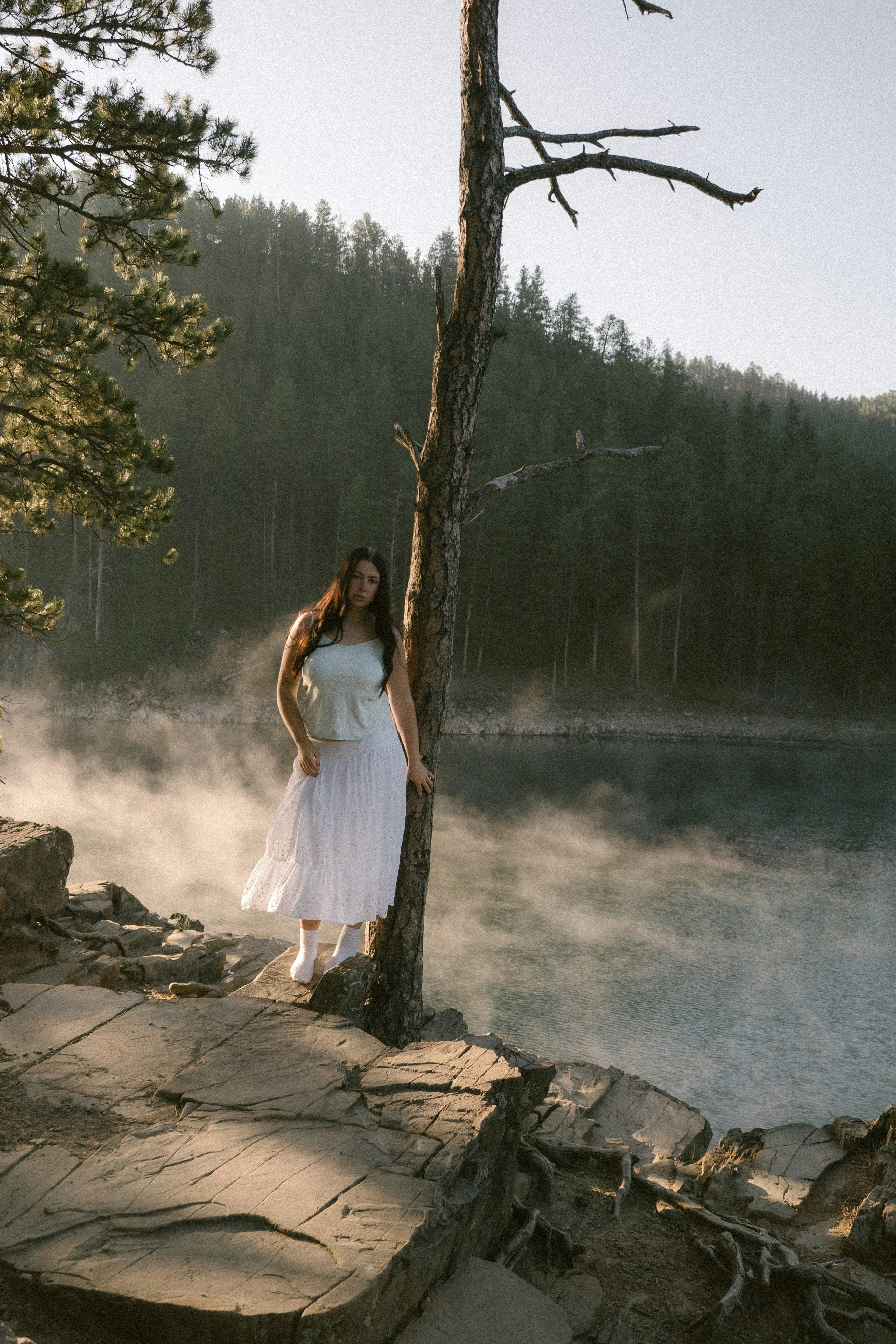 Mist by the Lake: A Quiet Portrait in Pine Edge
