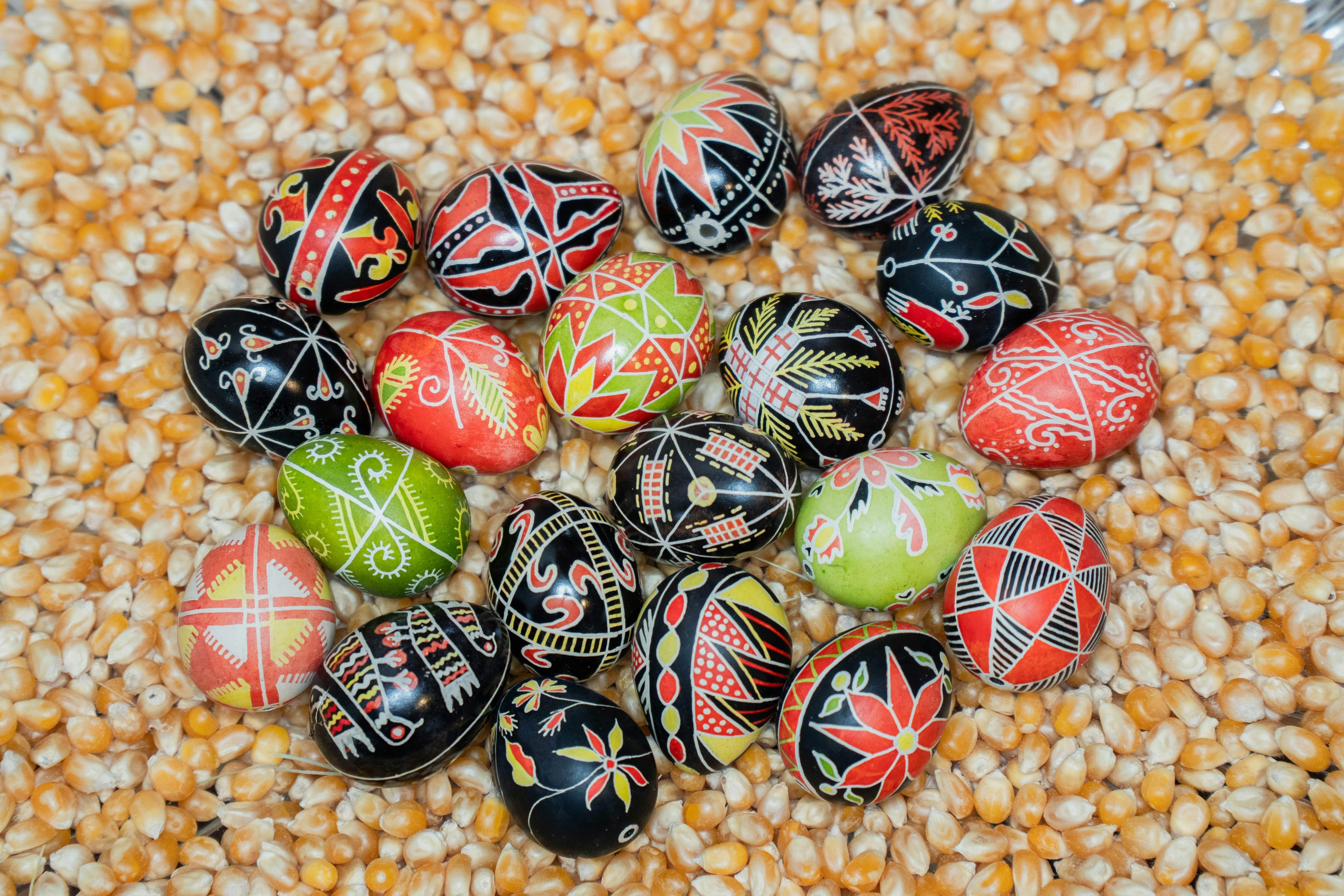 Stitched Sunrise: A Bowl of Painted Easter Eggs