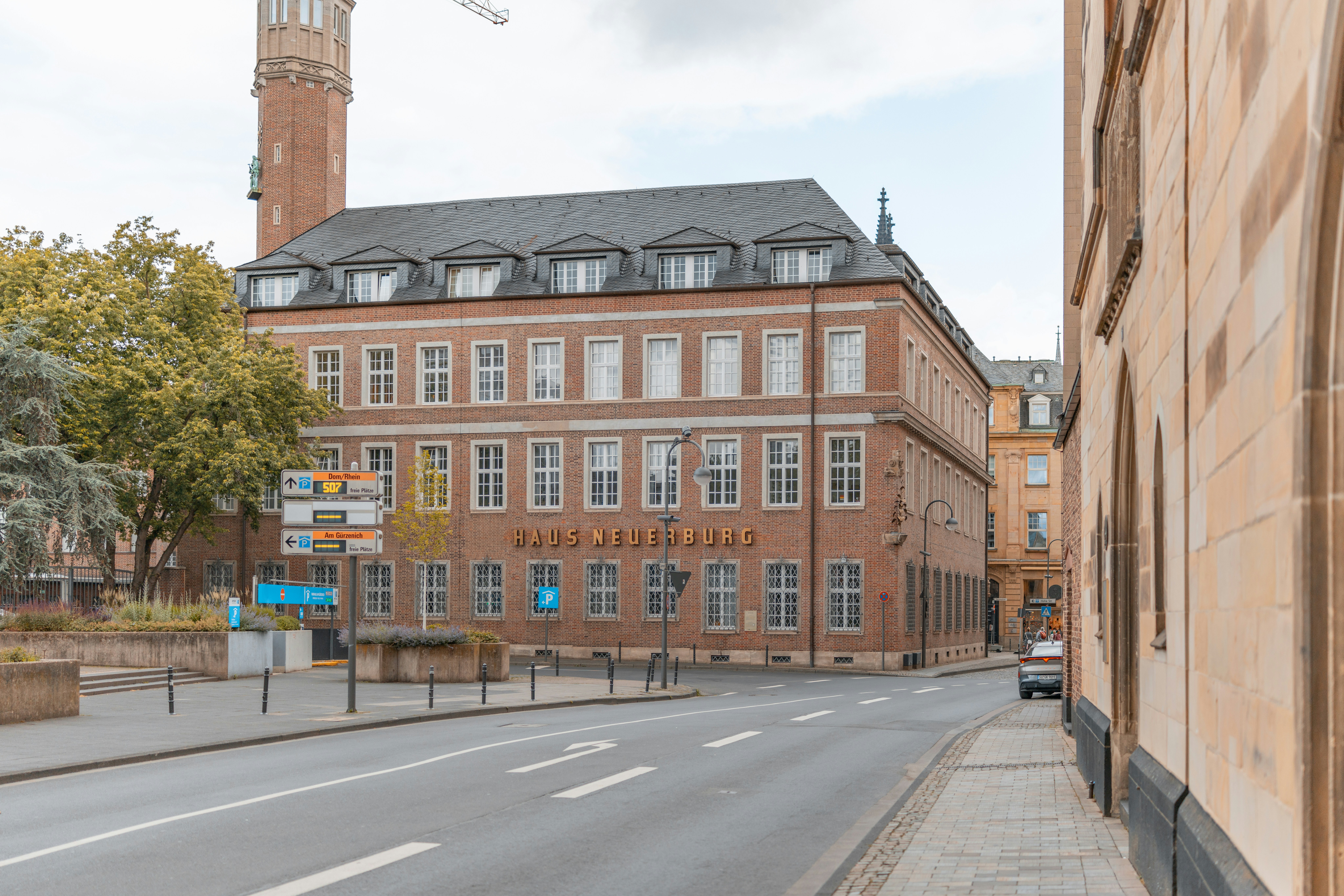 Brick Town Hall on a Quiet European Street