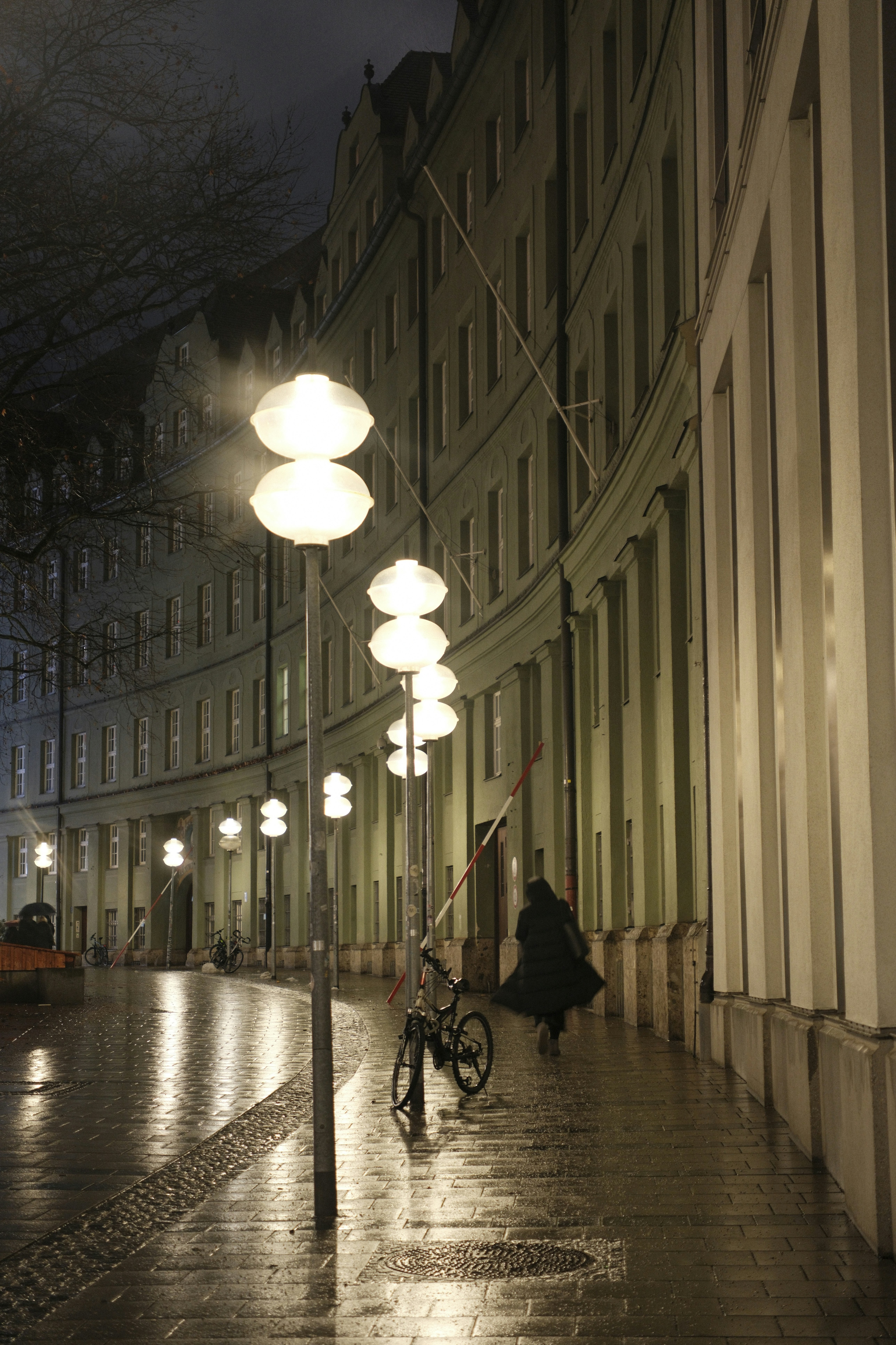 Rain-Slick Night on the Crescent Street