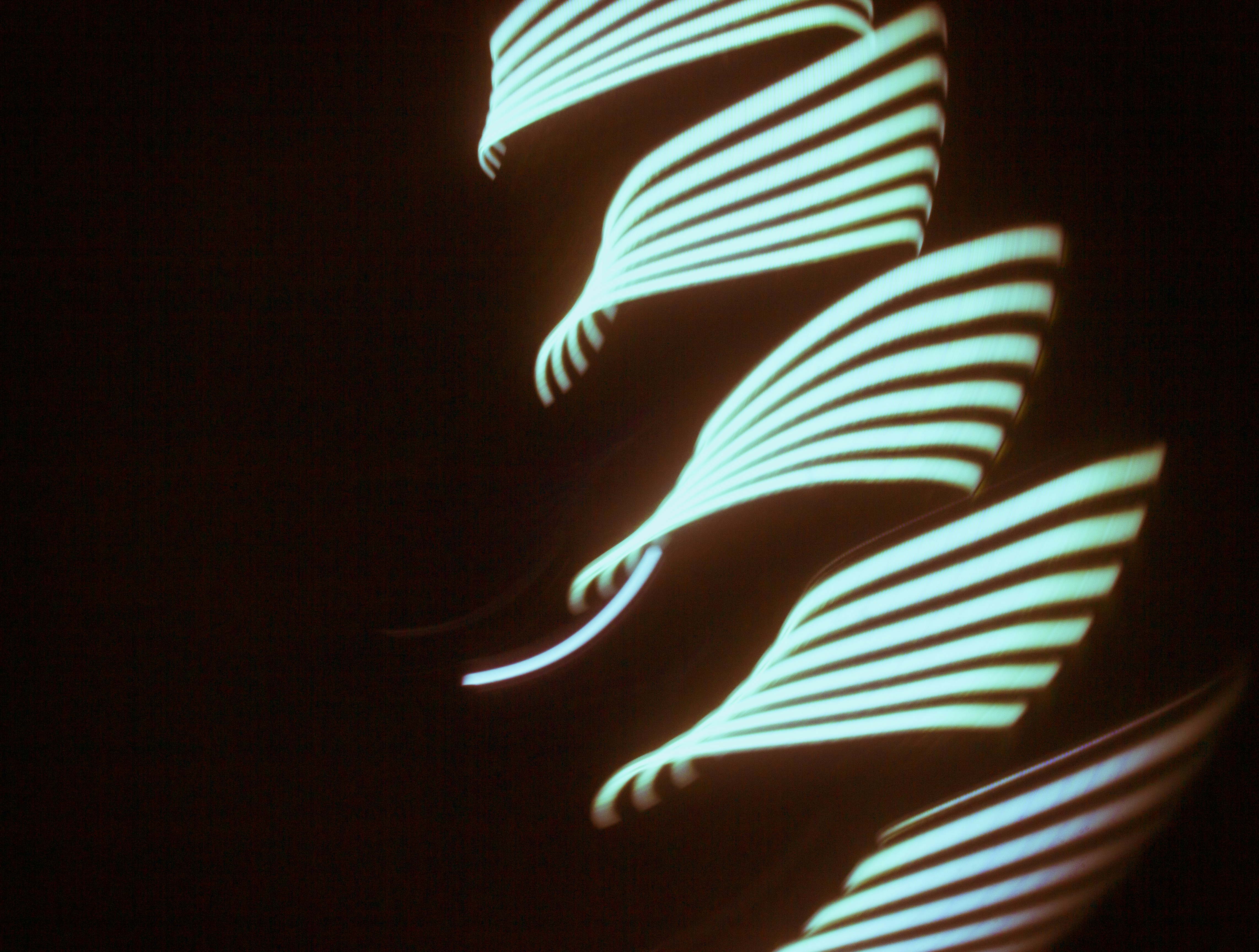 Neon Spiral: Light-Ribbon Echoes in the Dark
