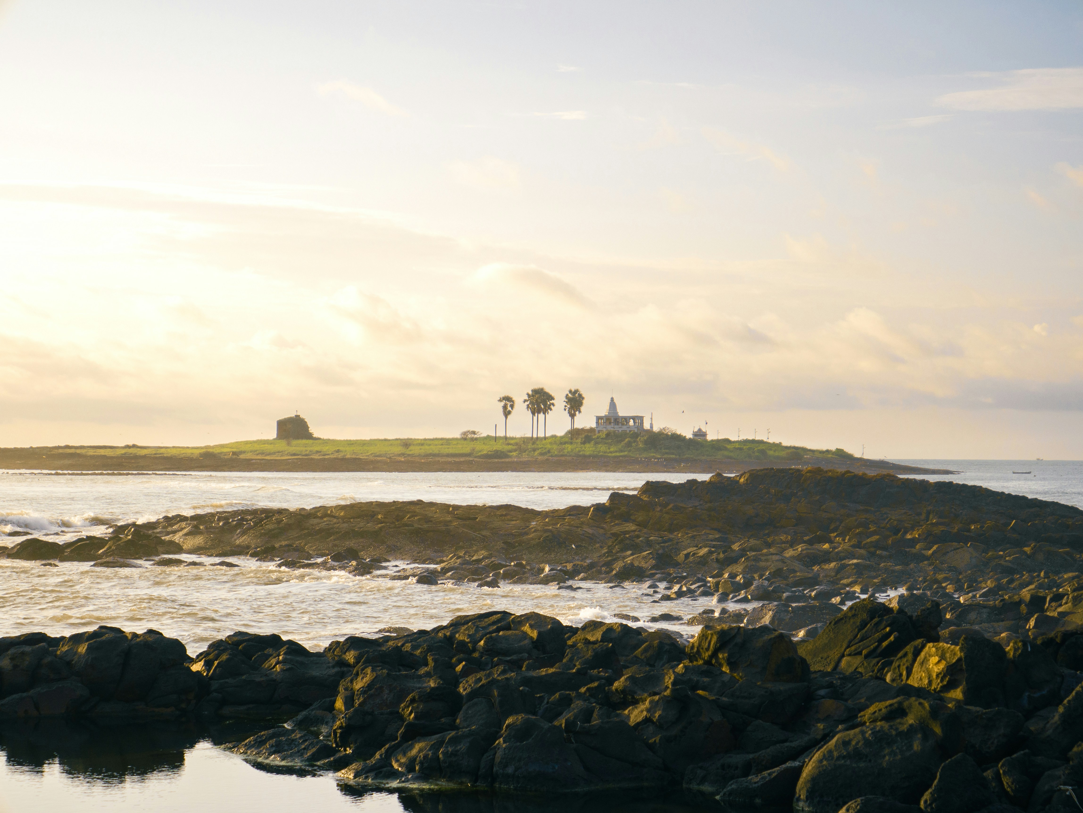 Silhouette of a Coastal Outpost Under Soft Morning Light