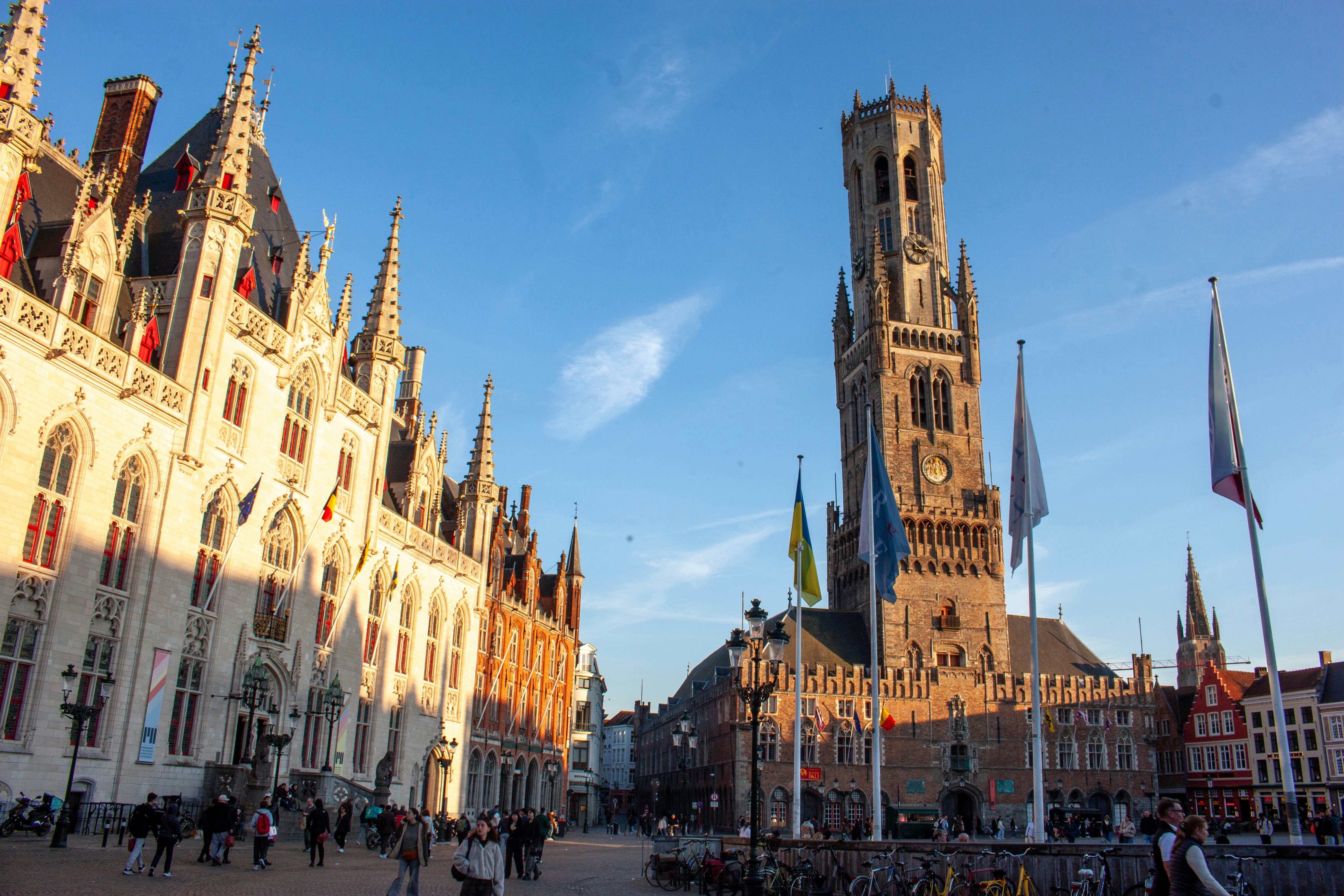 Gothic Town Square: A Sunlit Collision of Spires and Shadows