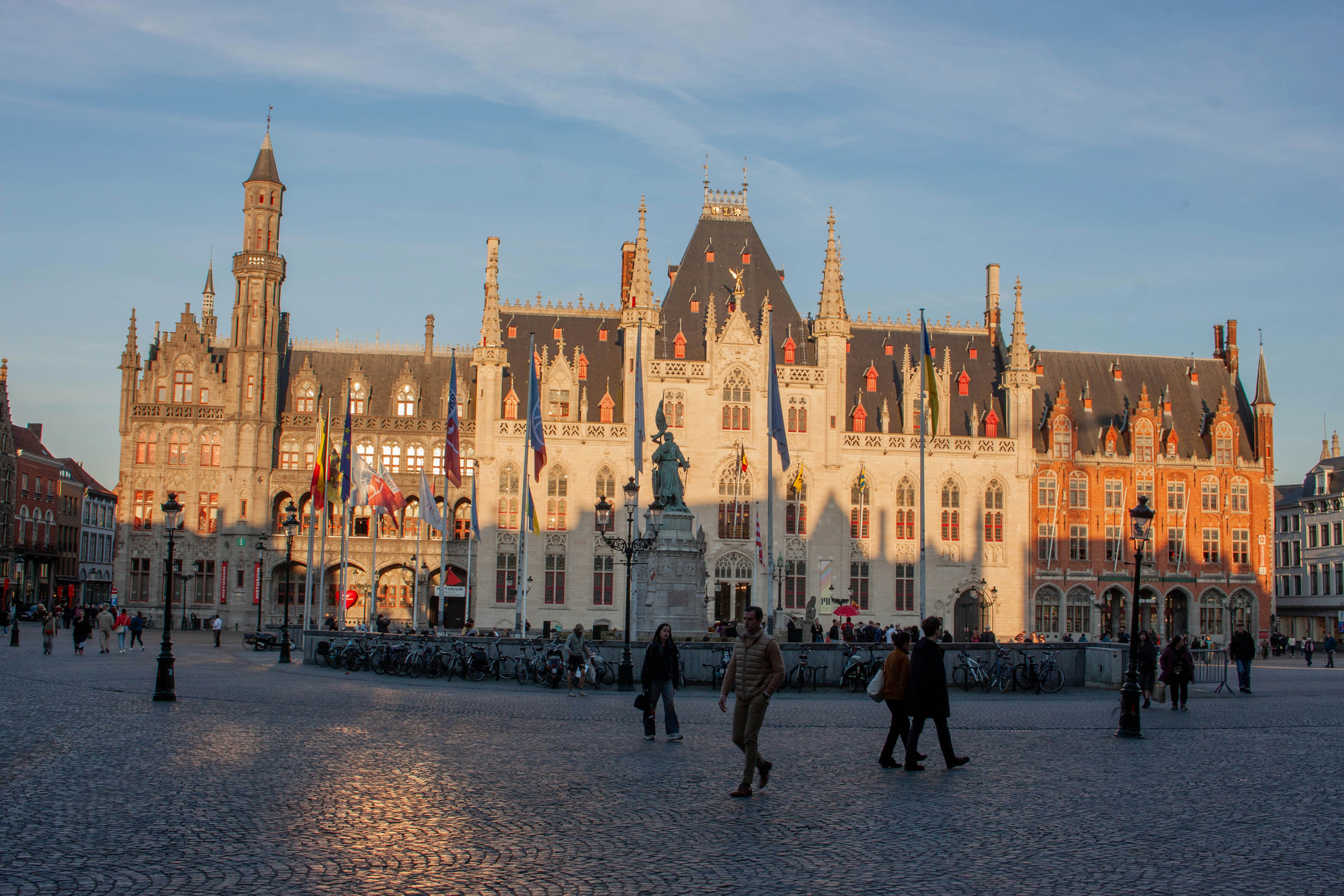 Gothic City Hall Illuminated by Evening Sun