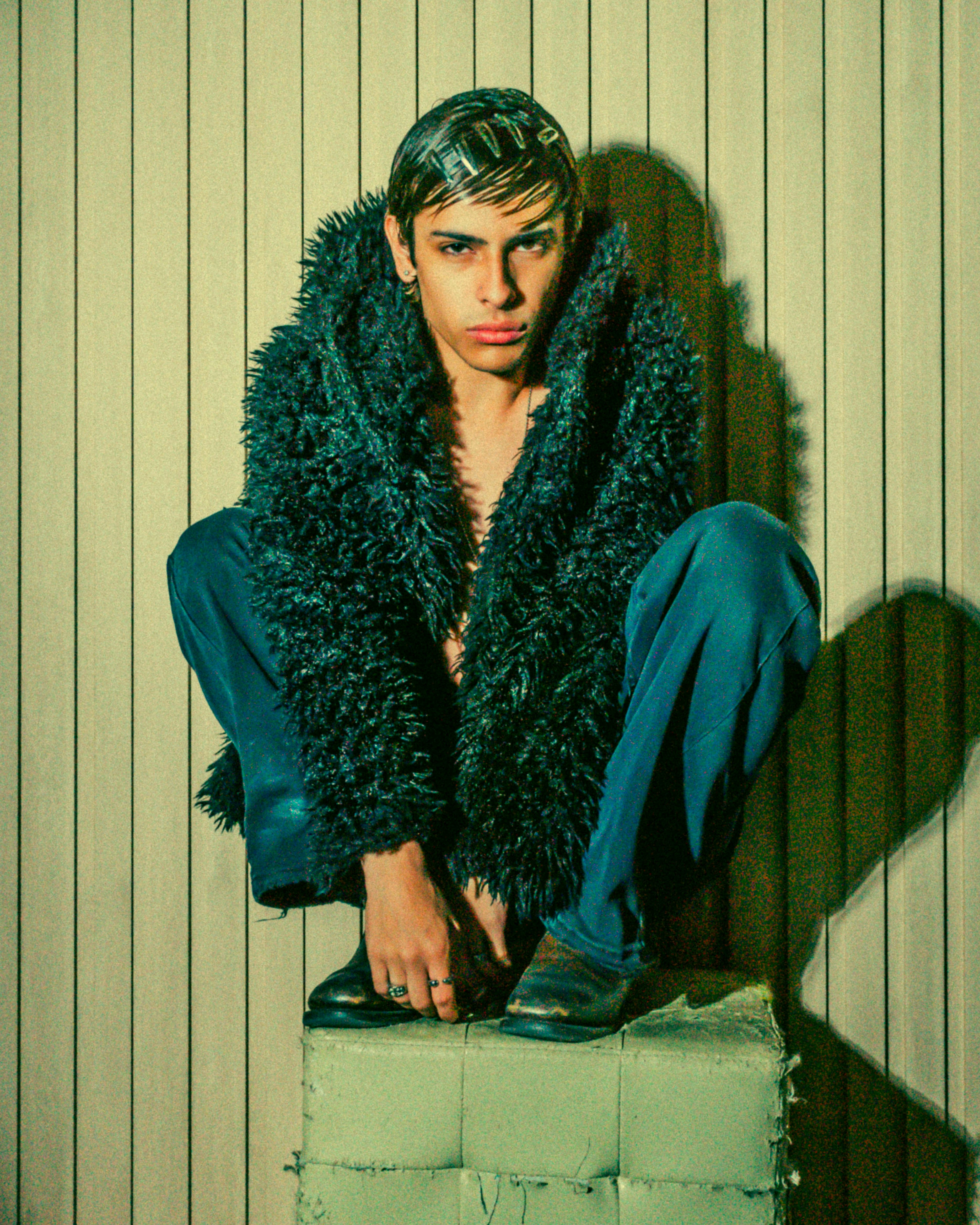 Midnight Velvet: A Squat Portrait in Textured Blue