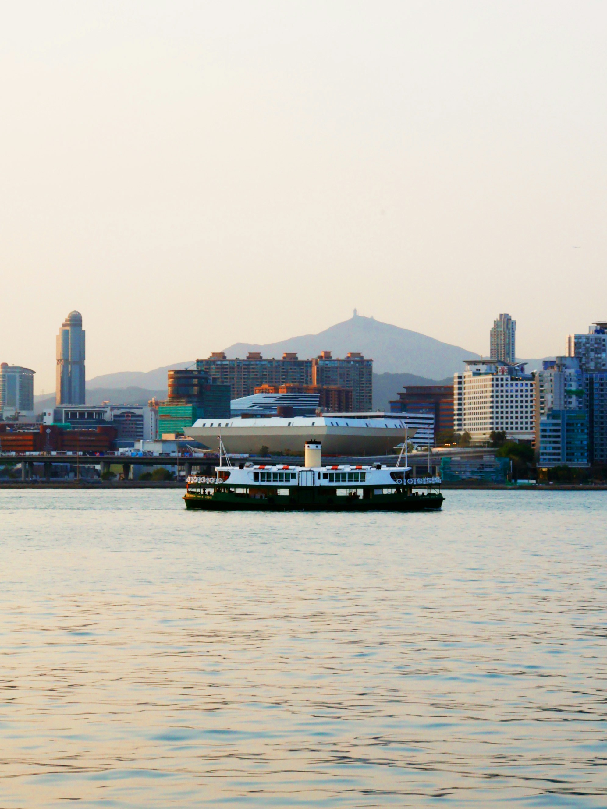 City on the Water: A Passenger Boat Glide by the Skyline