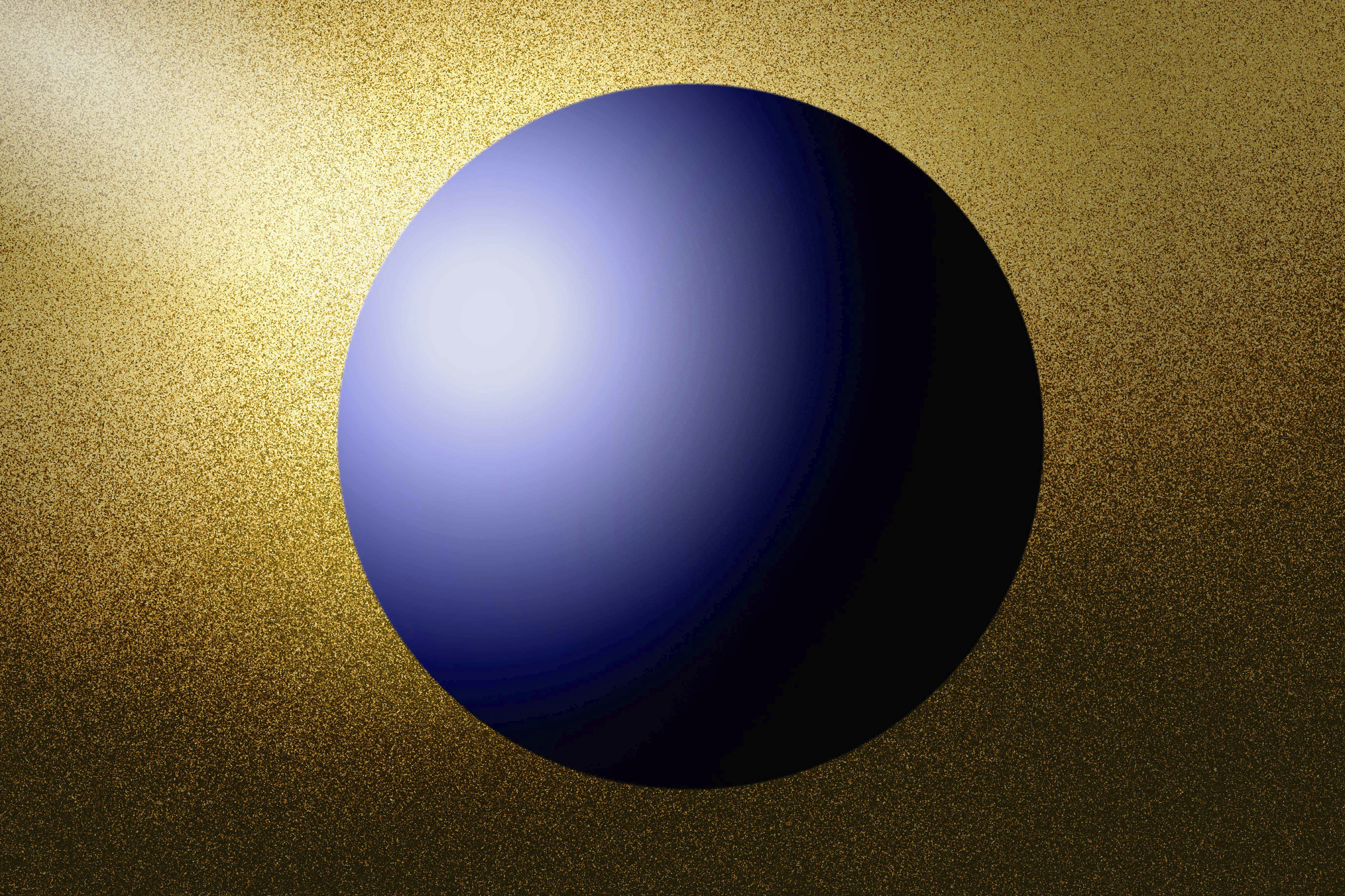 Blue Sphere Against Golden Grain