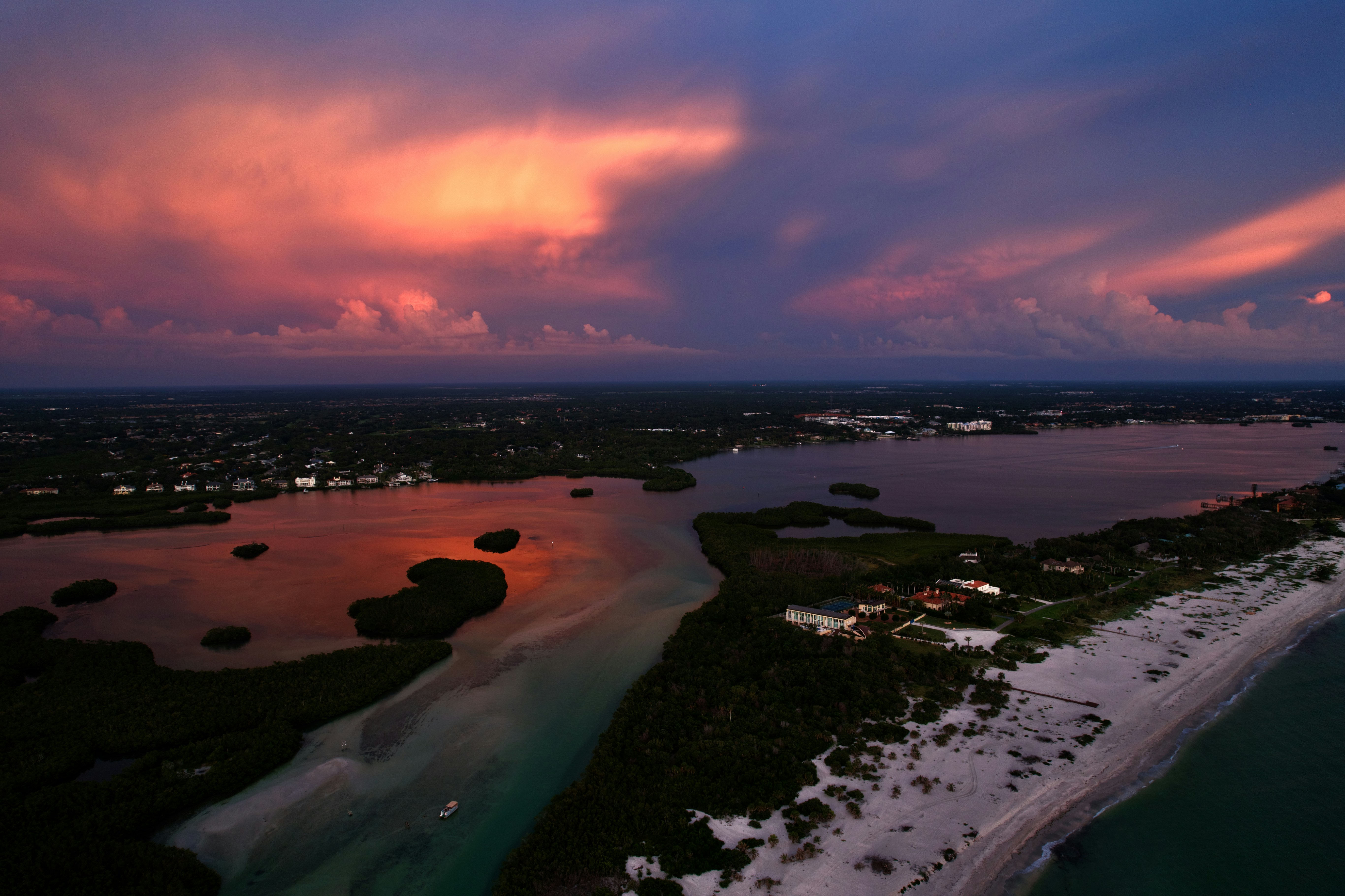 Sunset Over a Tidal Palette: Aerial Delta Romance