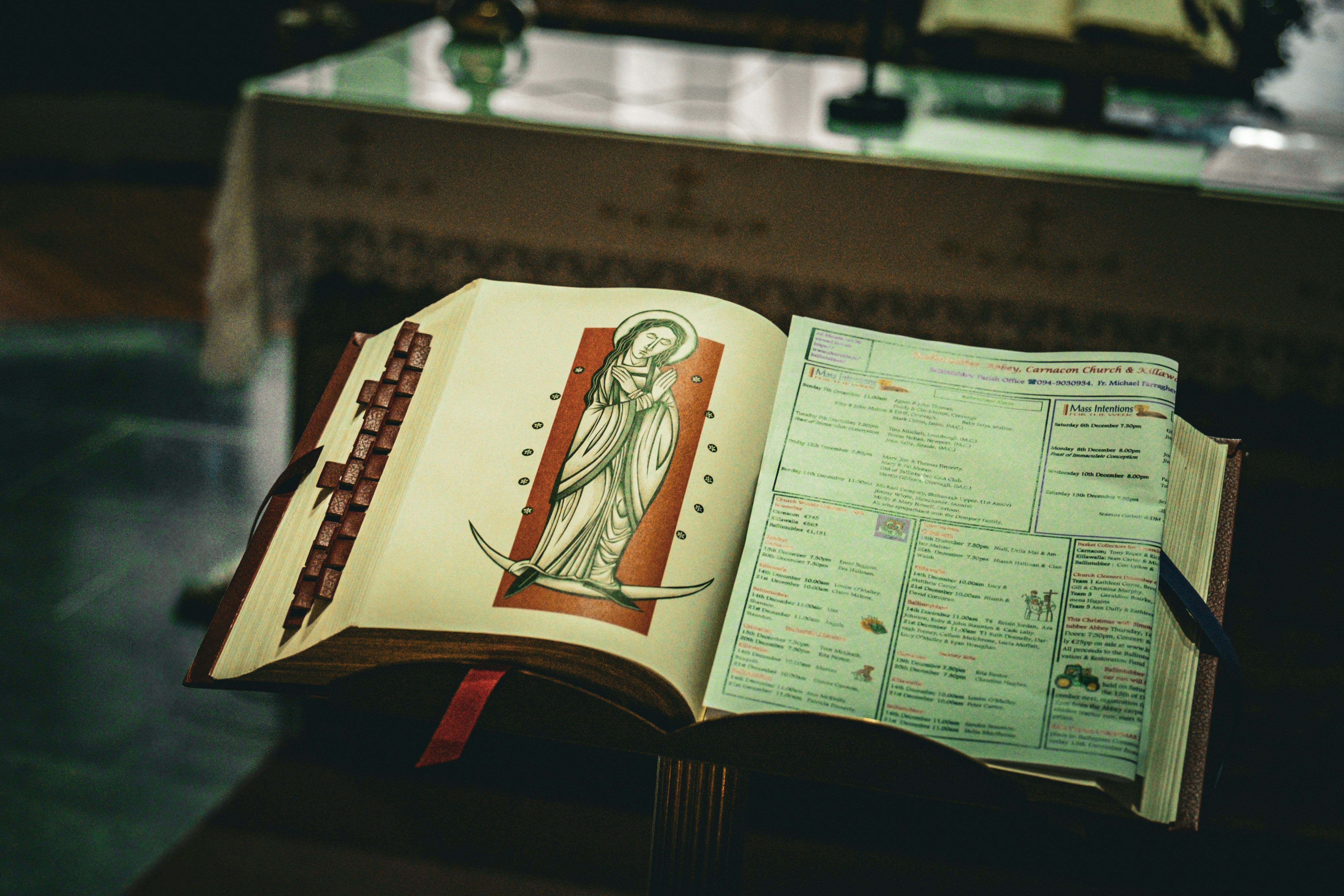 Illuminated Manuscript: An Open Bible Under Soft Spotlight