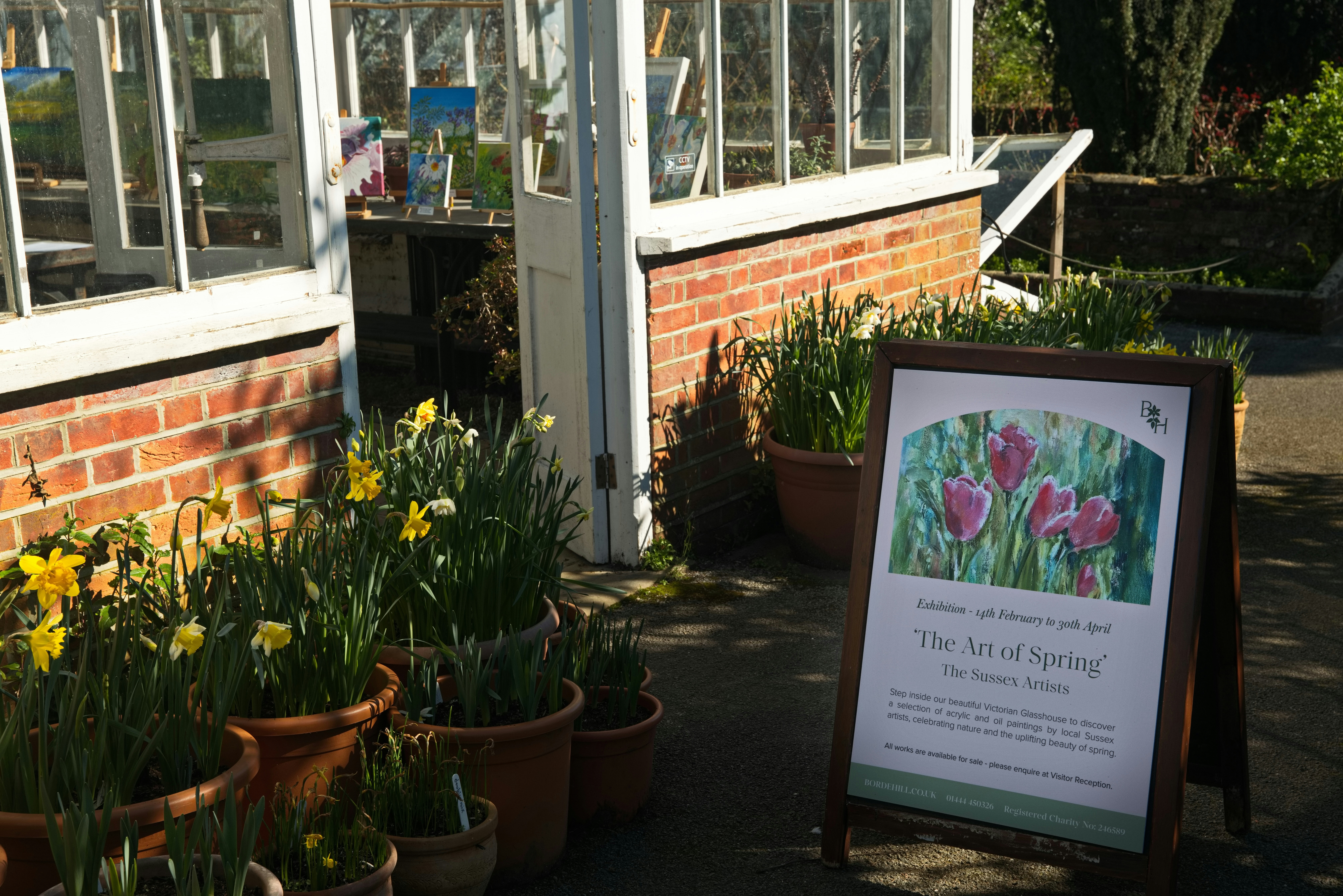 Flower Garden Café: Framed Tulips Near the Glass Conservatory