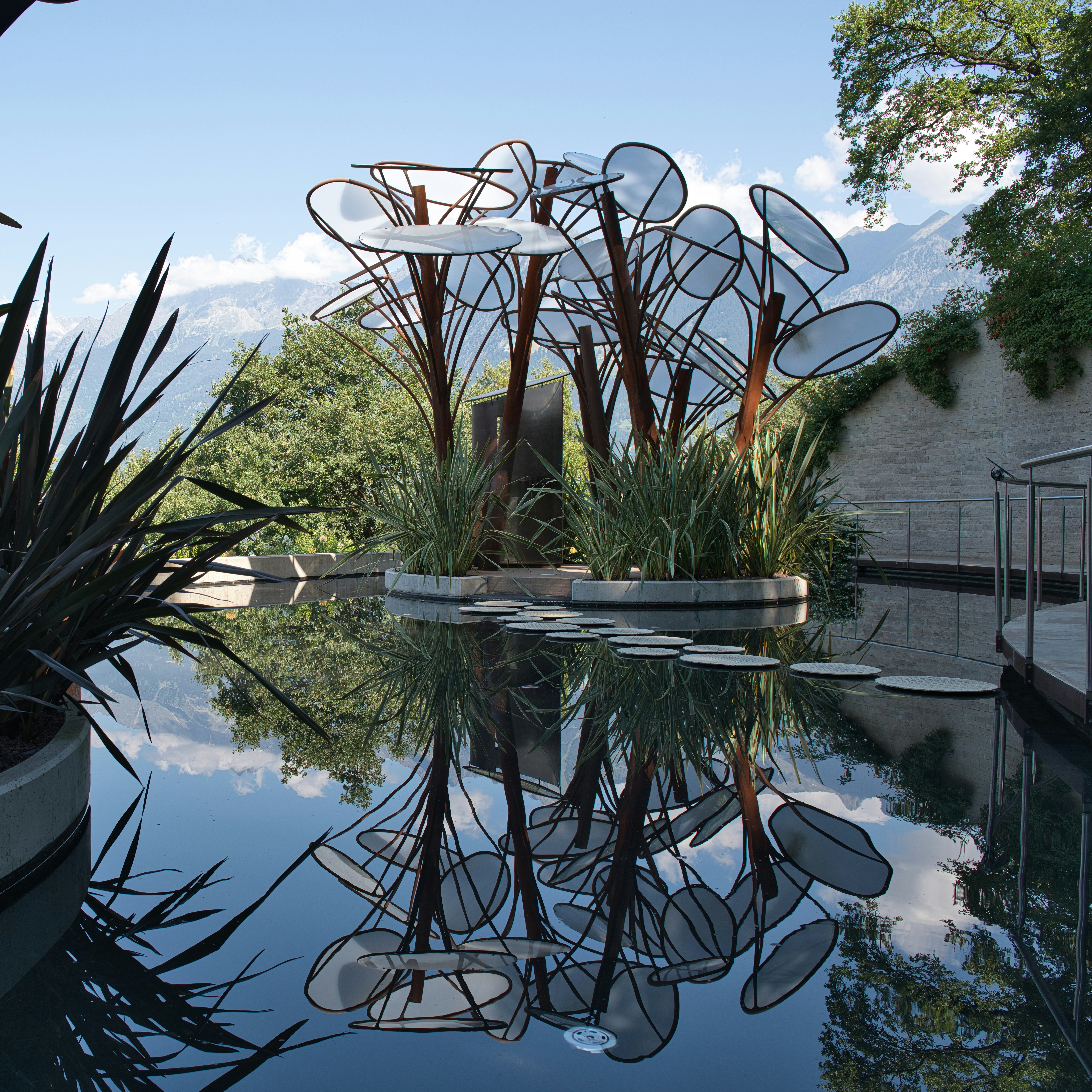 Floating Garden Echoes Over a Glassy Terrace