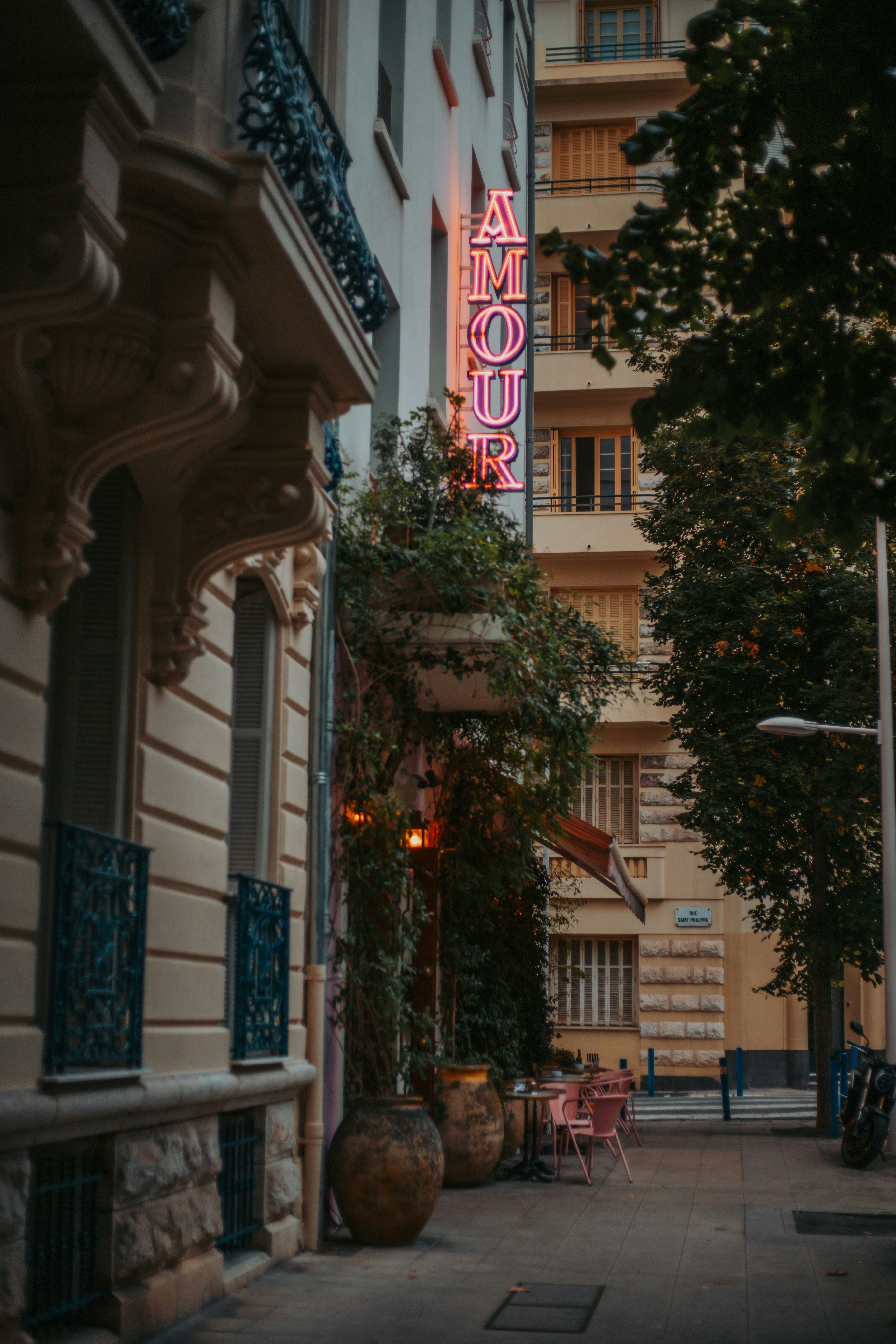 Neon Sign of a Quiet Street