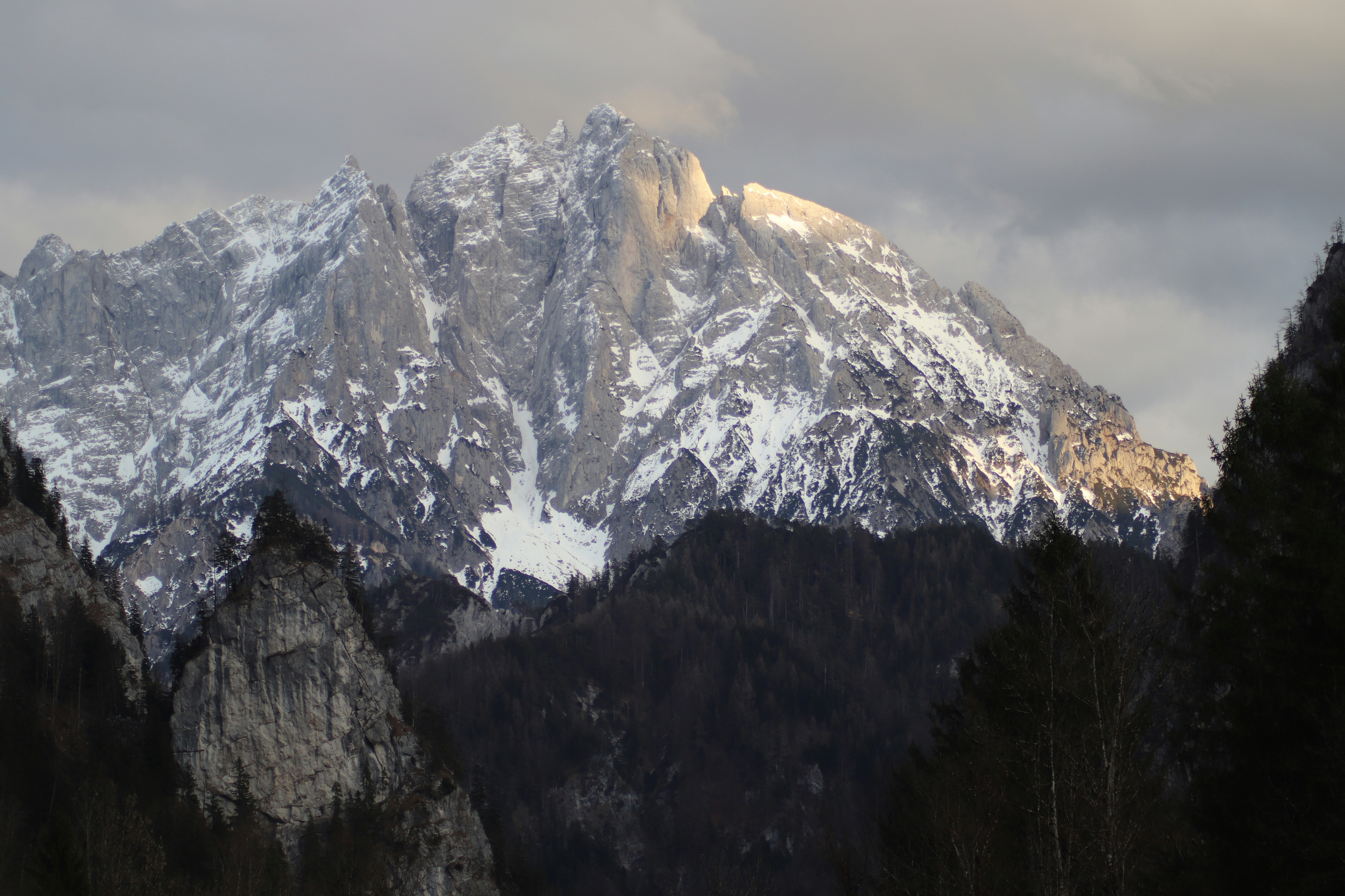 Snow-topped Peak Bathed in Evening Light