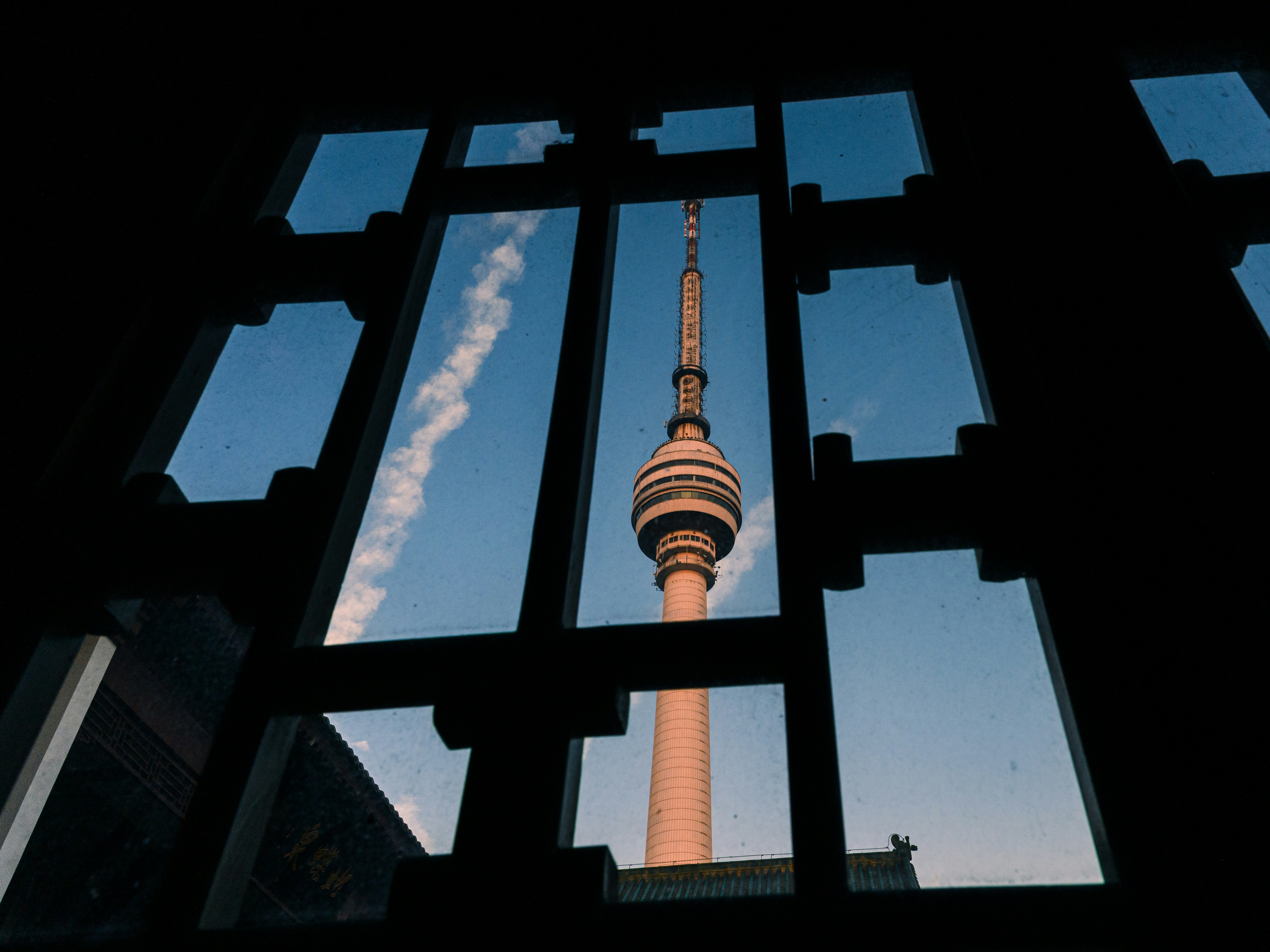 Through a Lattice: the Taipei Tower Framed by Window Grilles