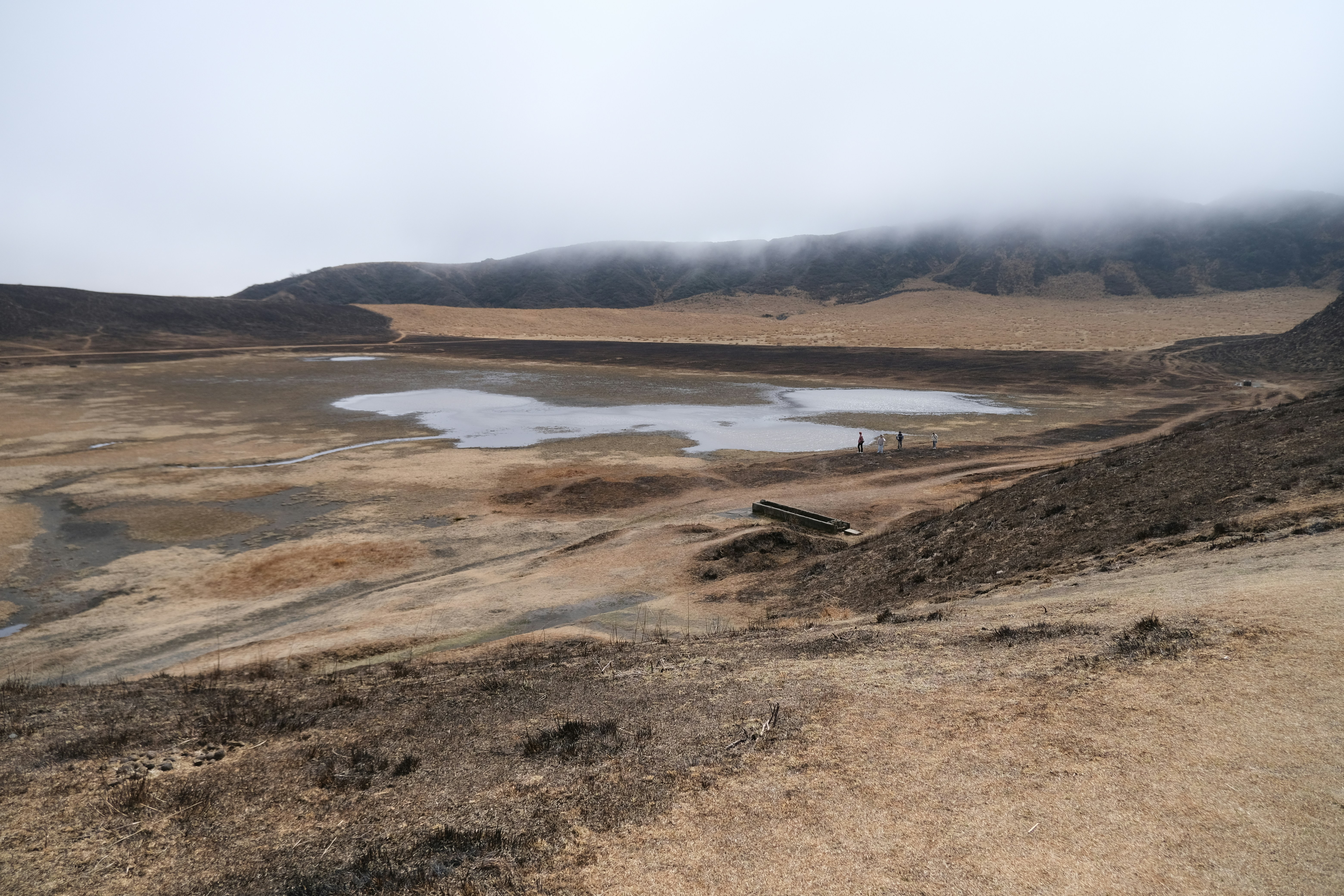 Mist over a Deserted Caldera Lake