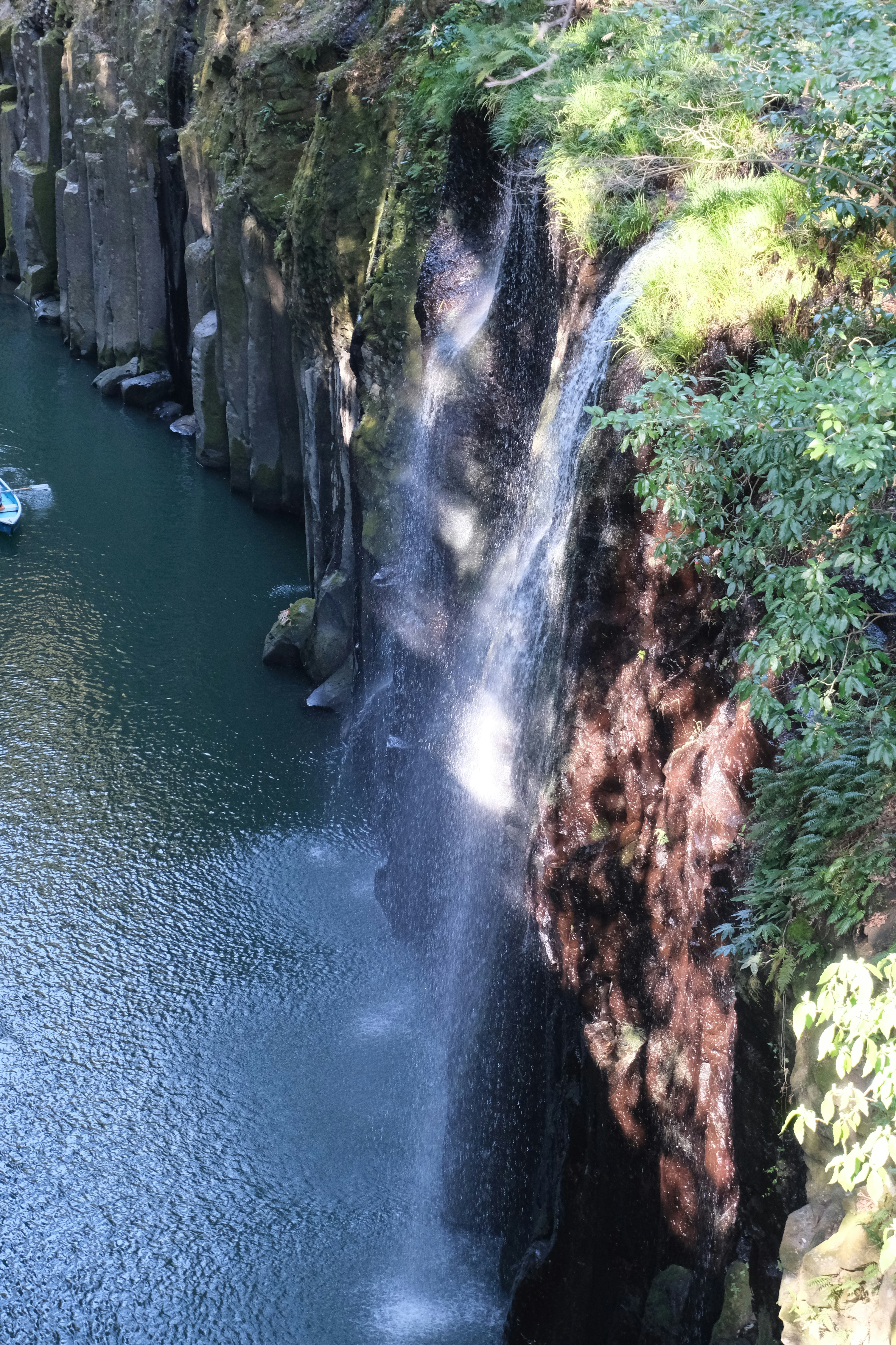 Autumn Waterfall Veil over basalt Cliffs