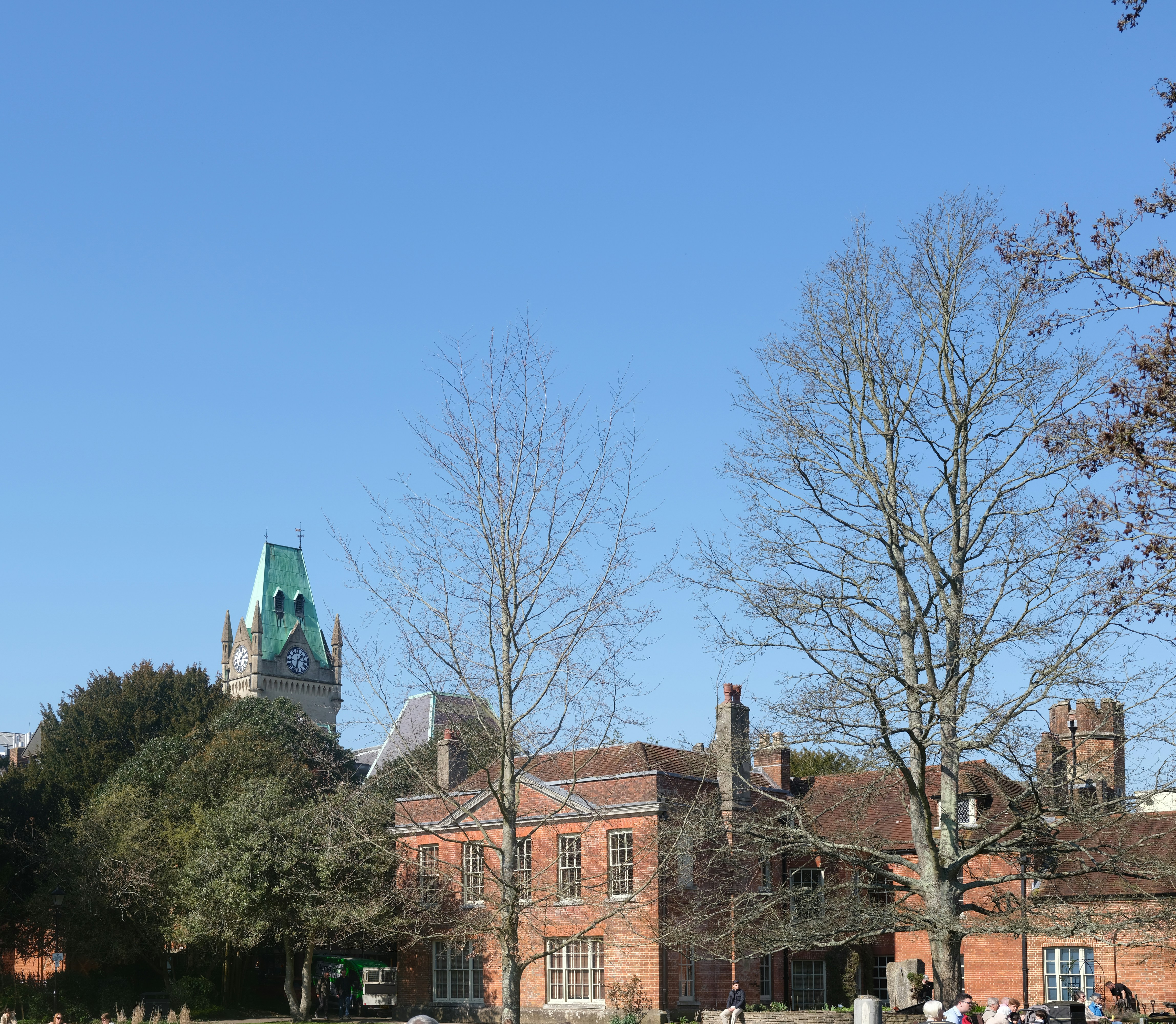 Brick Campus Hall Under Clear Winter Sky