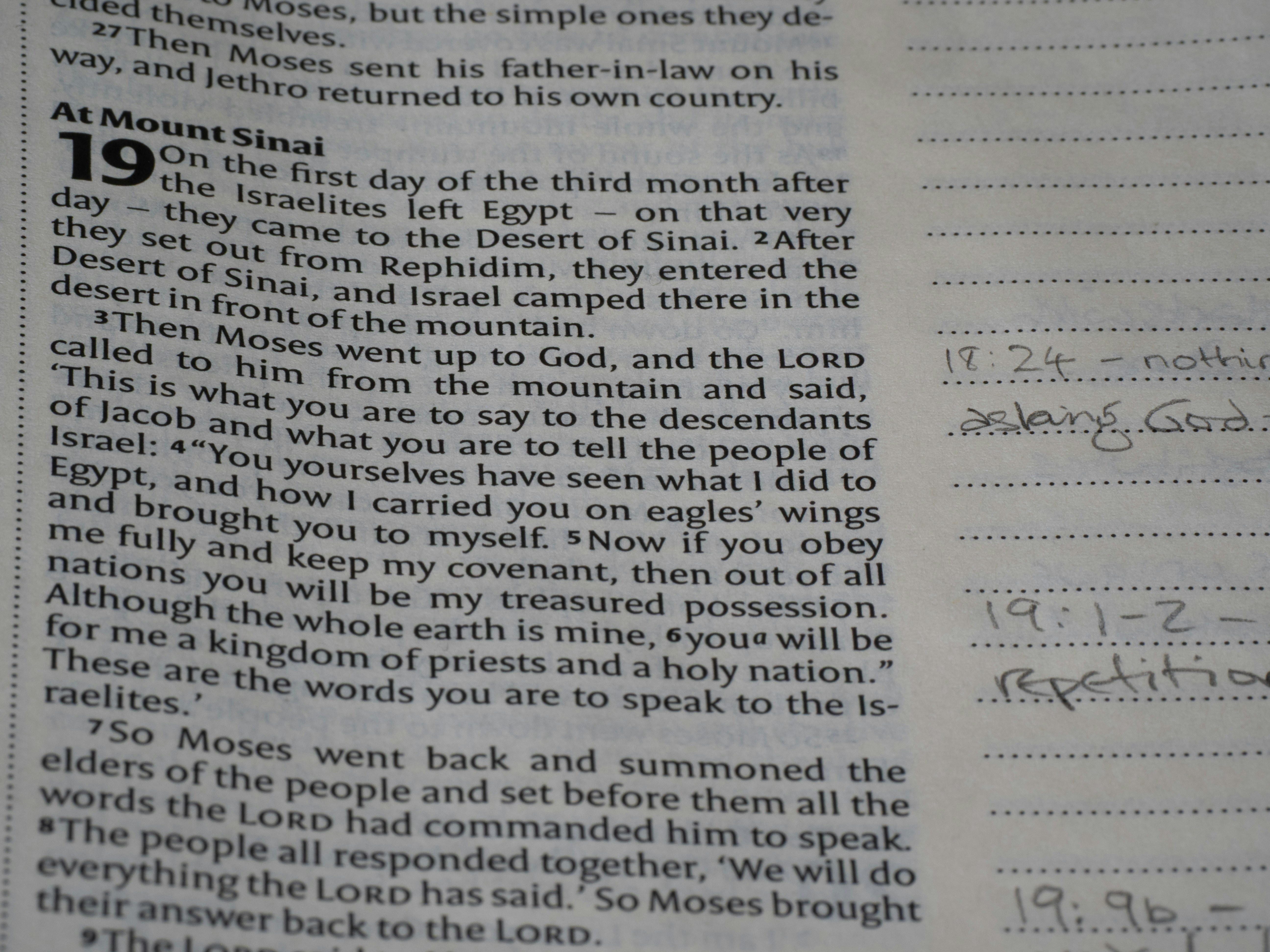 Scripted Margins: A Page of Biblical Text with Handwritten Annotations