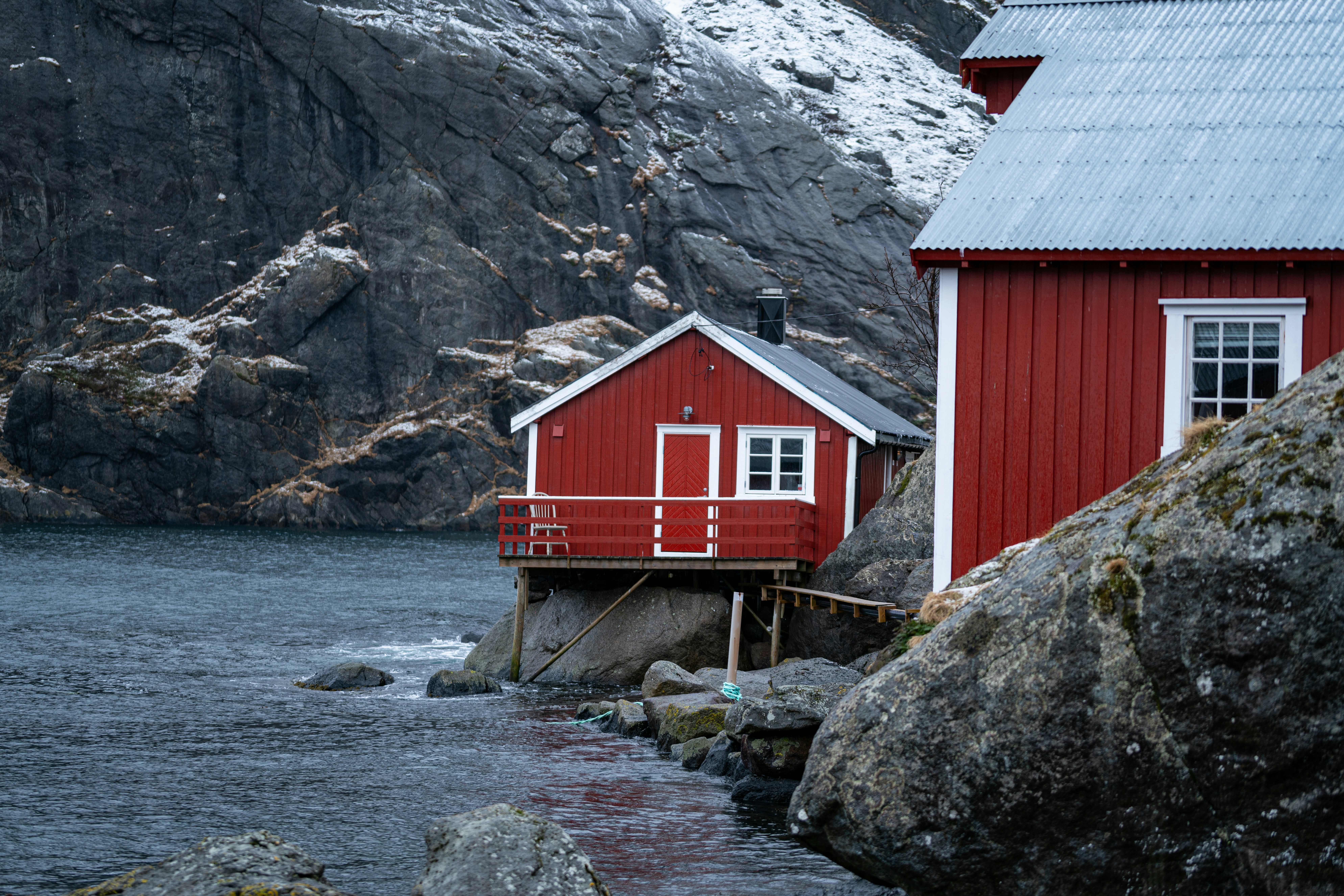 Red Cabin on the Quiet Sea Edge