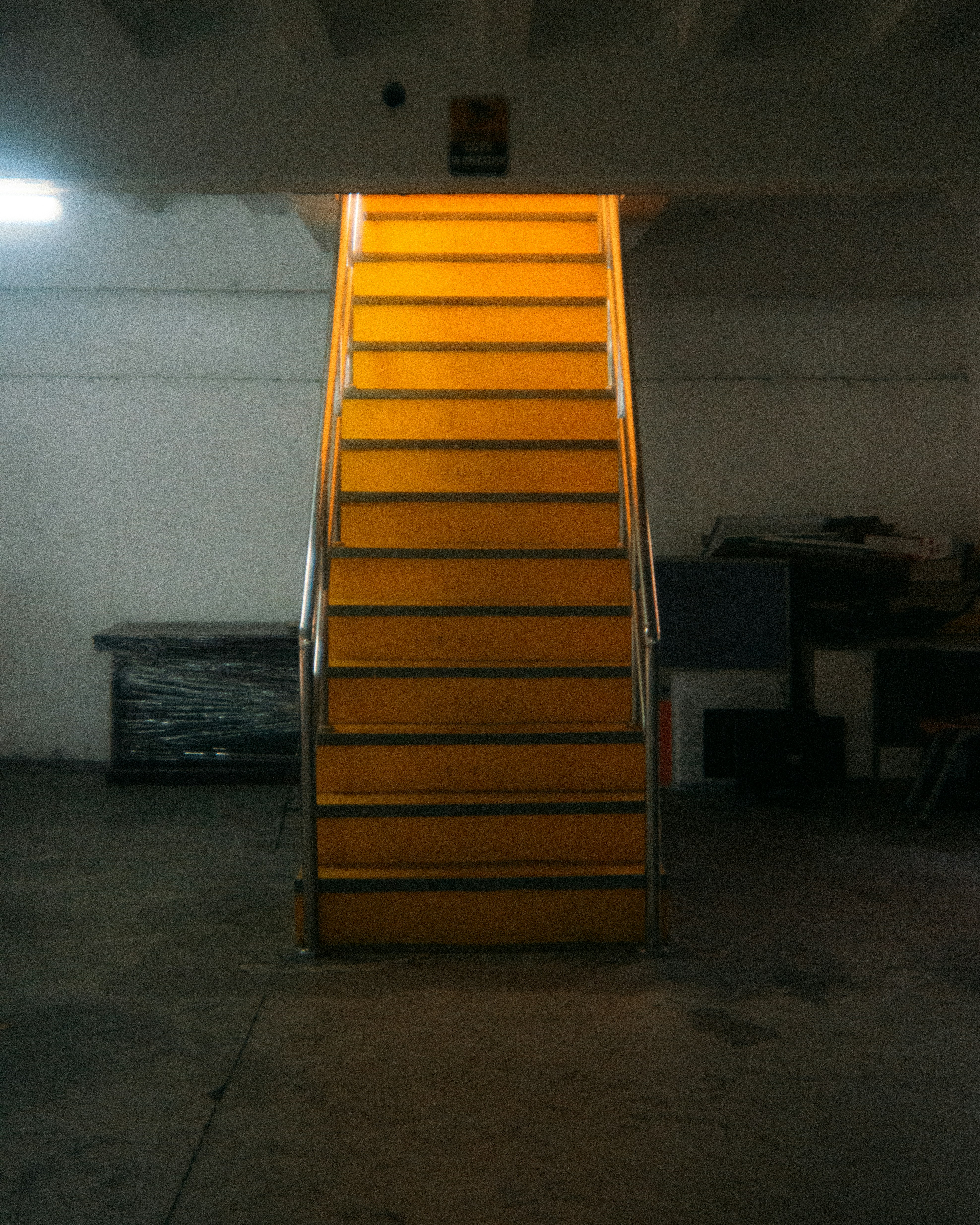 Industrial Staircase Bathed in Warm Light