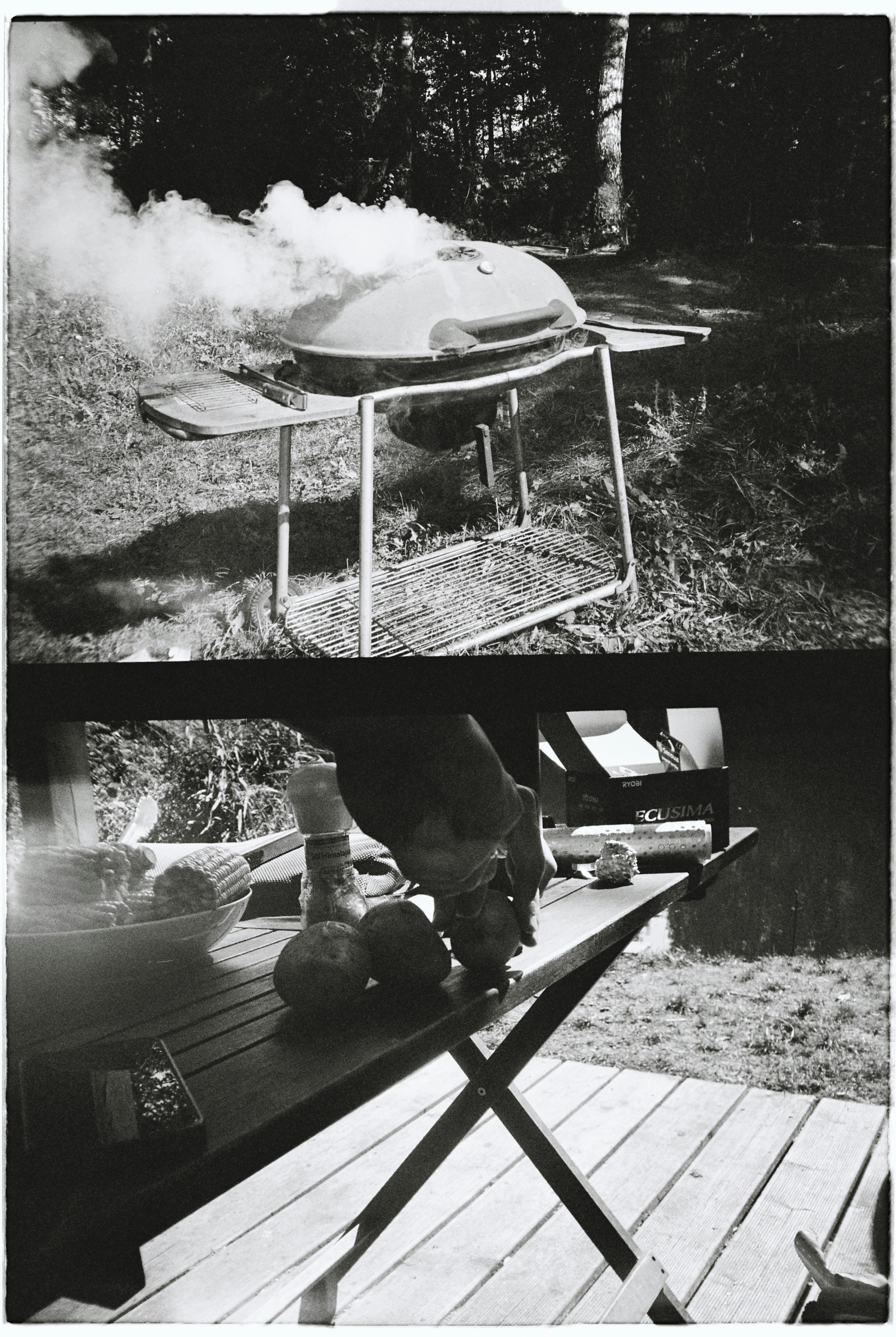 Charcoal Grill Dreams: A Dual-Scene Outdoor Moment