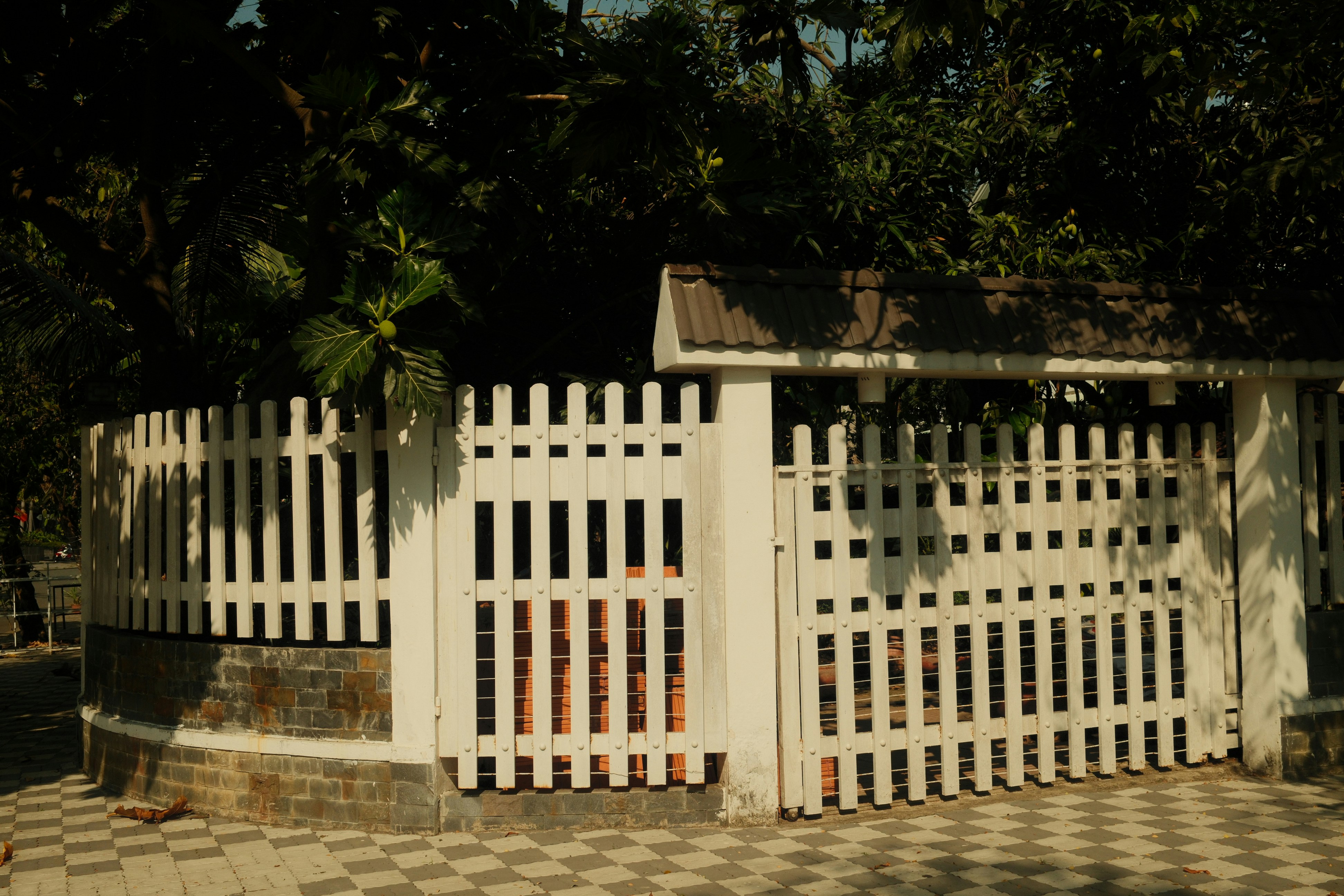 White Gate Meander: A Sunlit Fence Between Lattice and Shadow