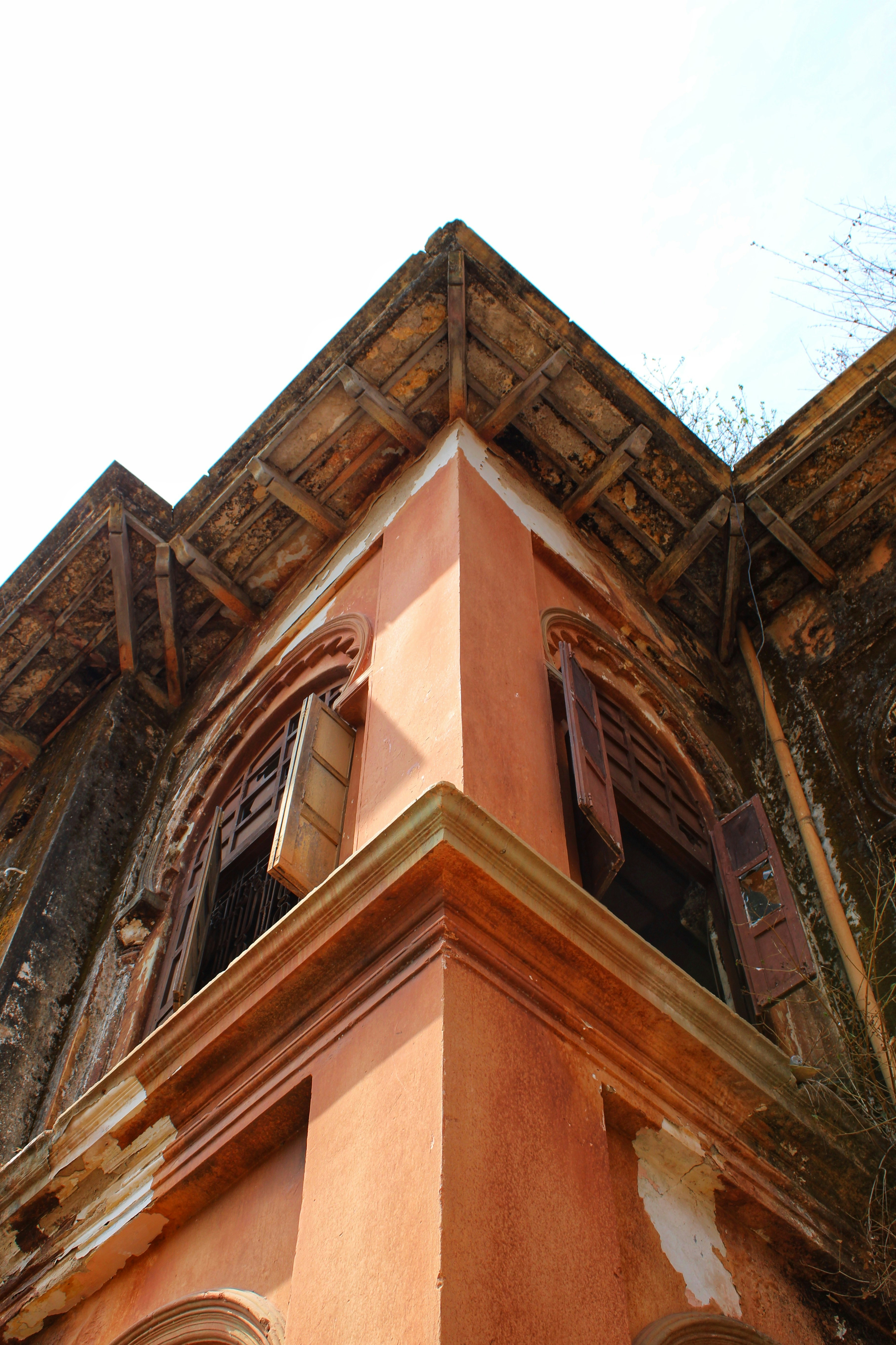 Cracked Facade of the Orange Heritage House