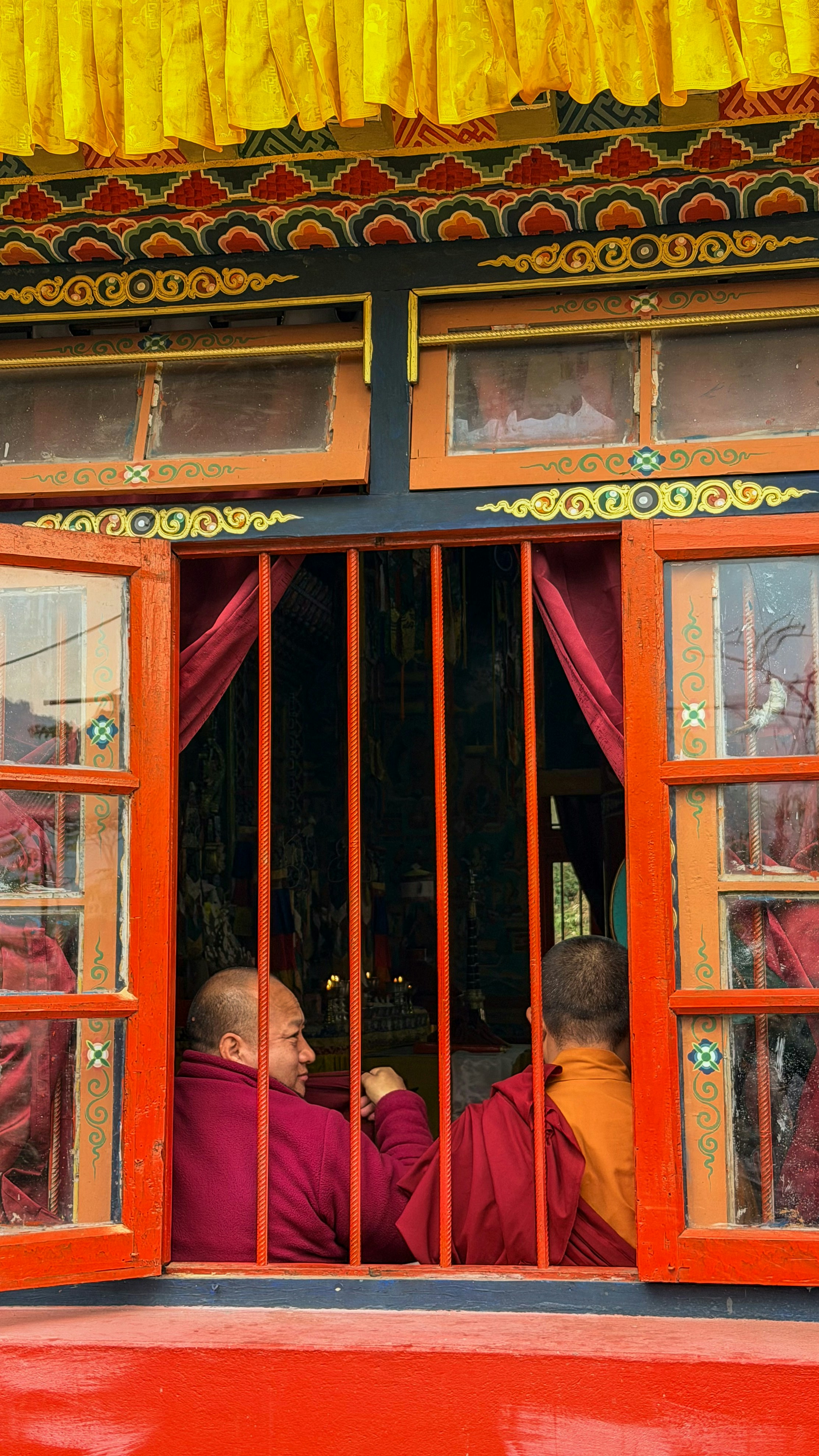 Window to Quiet Conversation Behind Temple Veils
