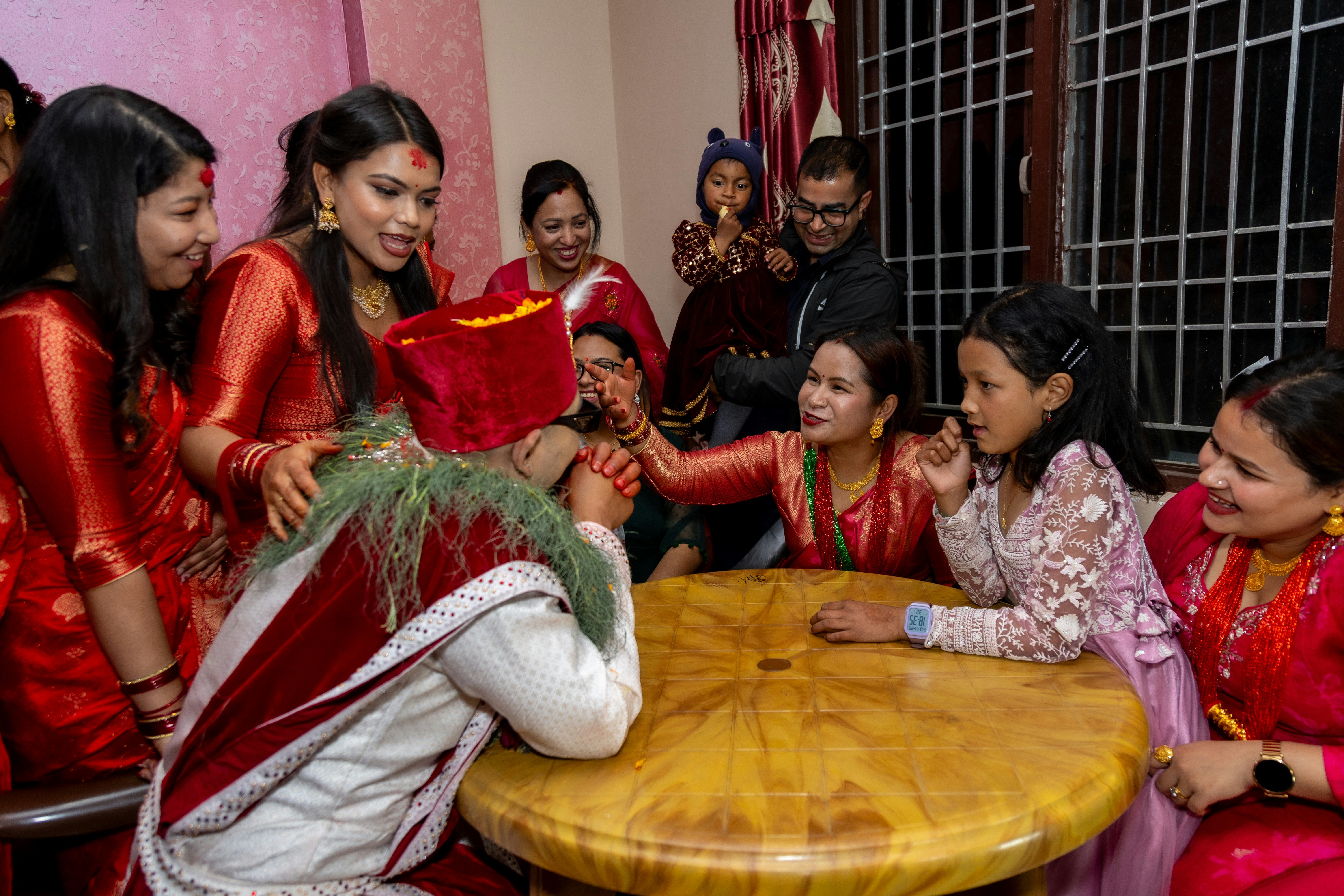 Morning ritual: a circle of kinship around a ceremonial moment